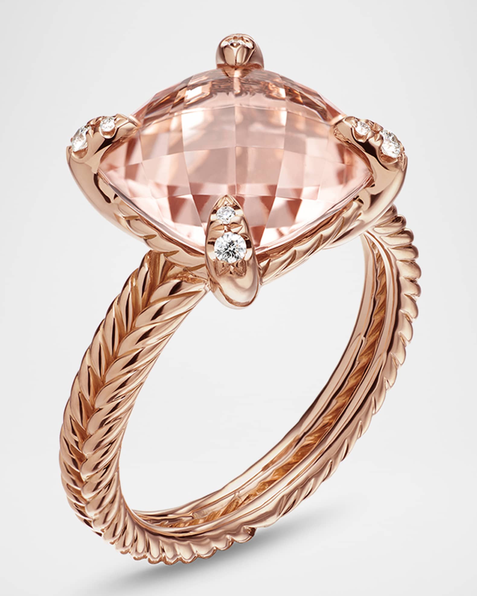 David Yurman Chatelaine 11mm Rose Gold Ring with Morganite & Diamonds ...