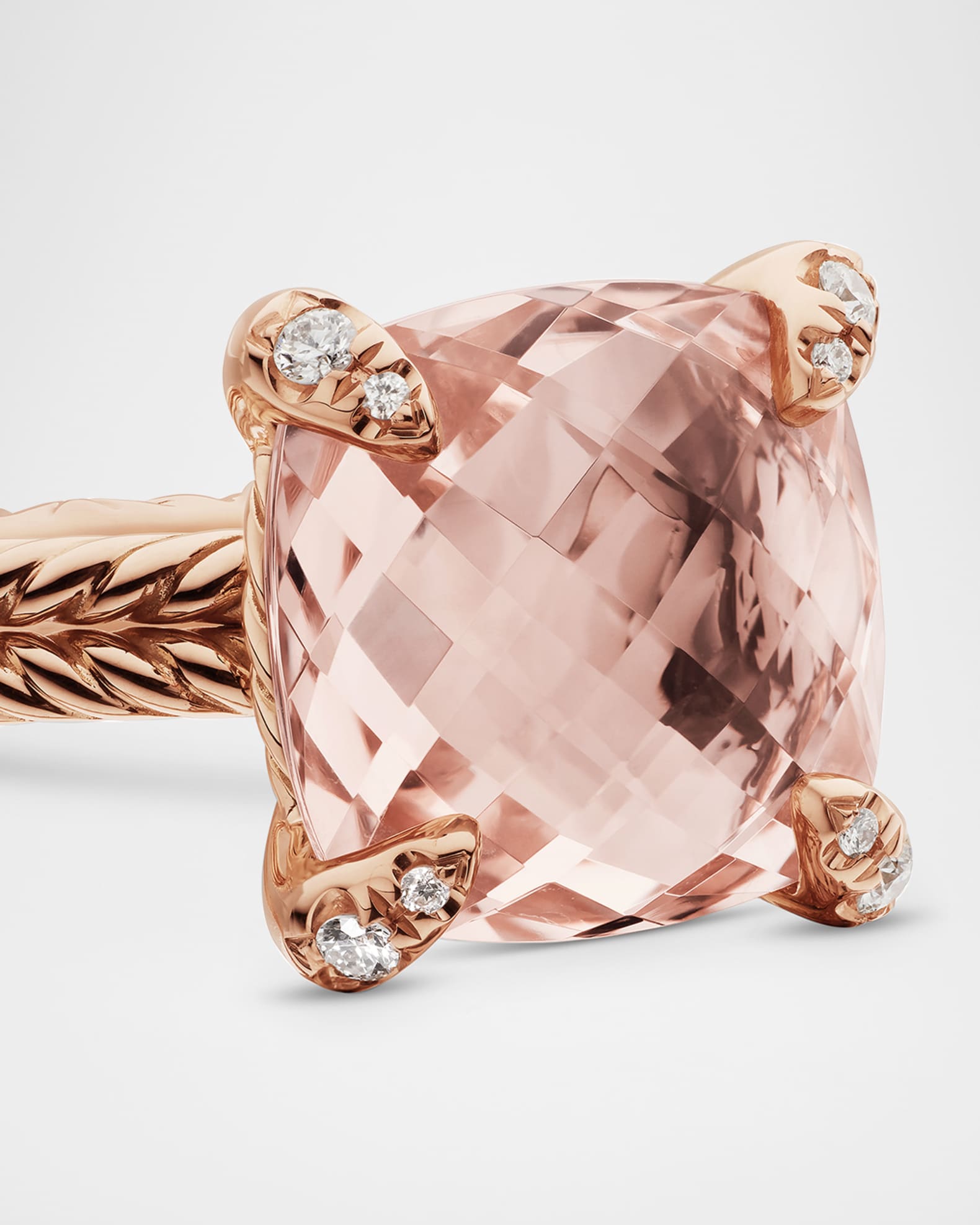 David Yurman Chatelaine 11mm Rose Gold Ring with Morganite & Diamonds ...