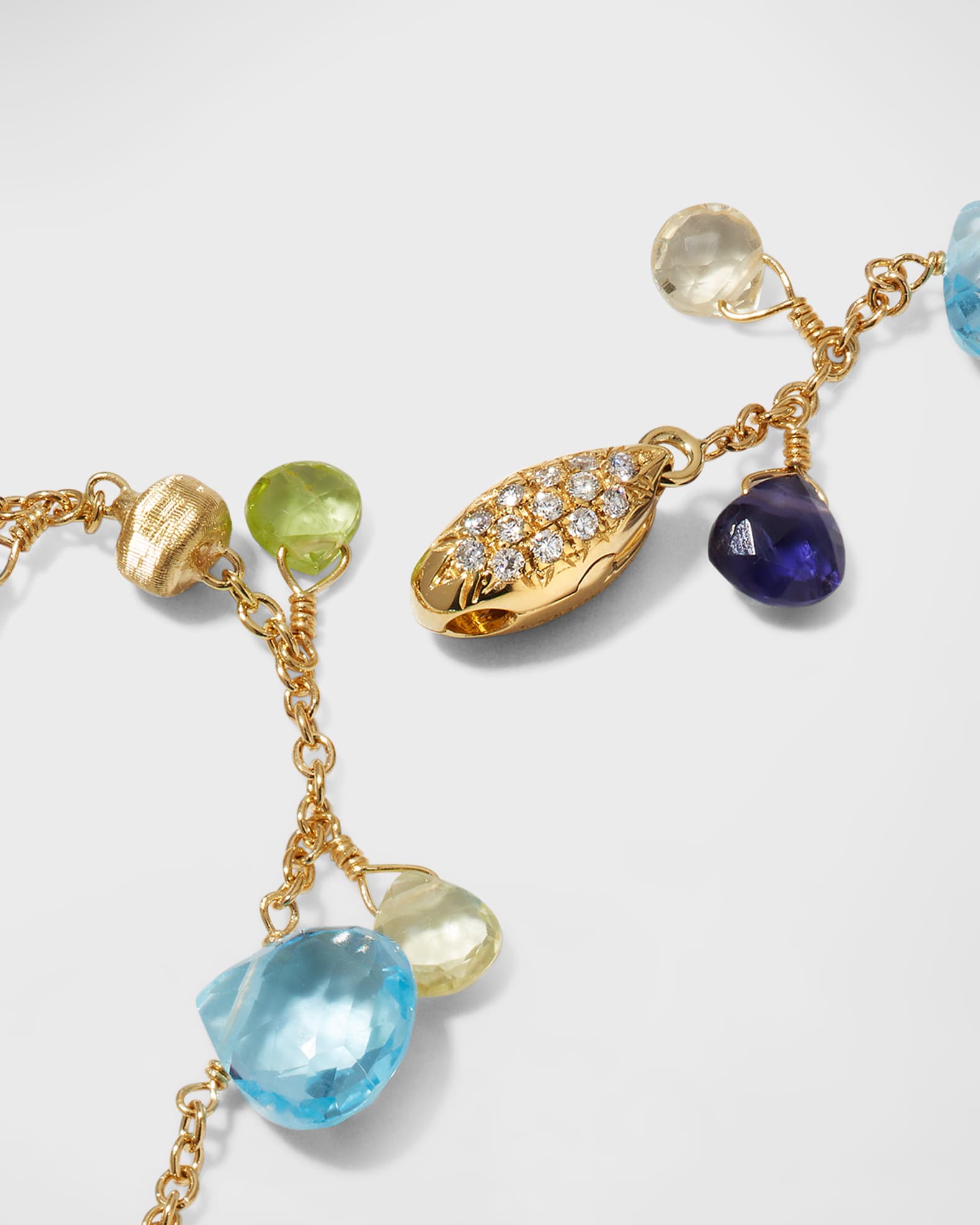 Marco Bicego Paradise 18K Yellow Gold Diamond Lariat with Mixed Stones | Neiman Marcus