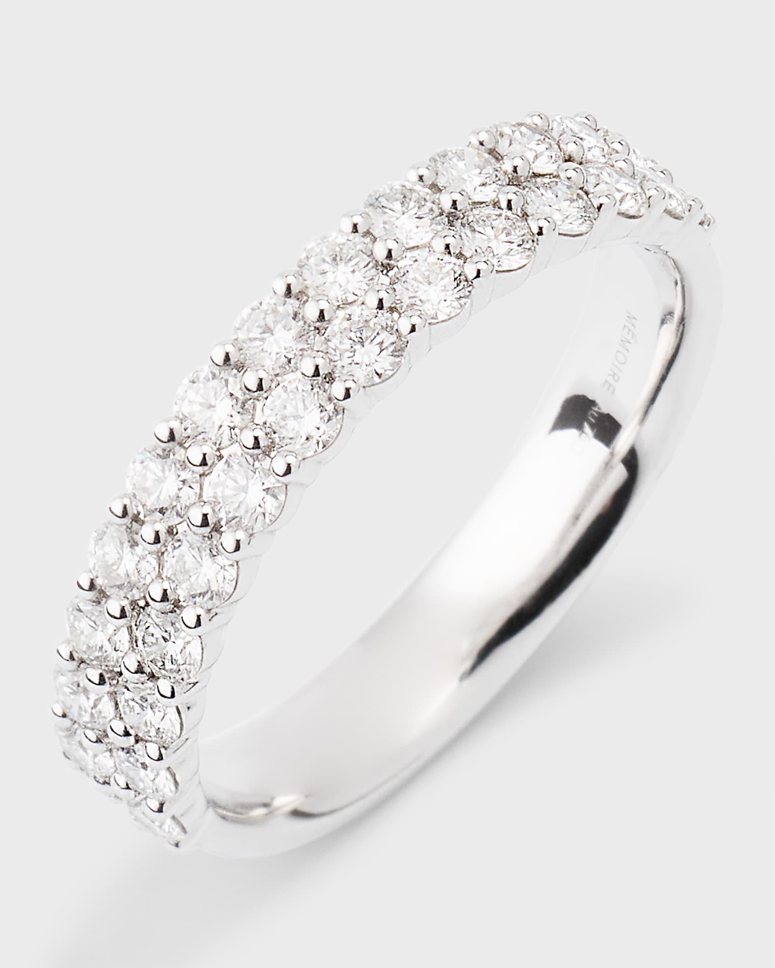 Memoire 18K White Gold Paramount Diamond 2 Row Band, Size 8, 1.03tcw ...