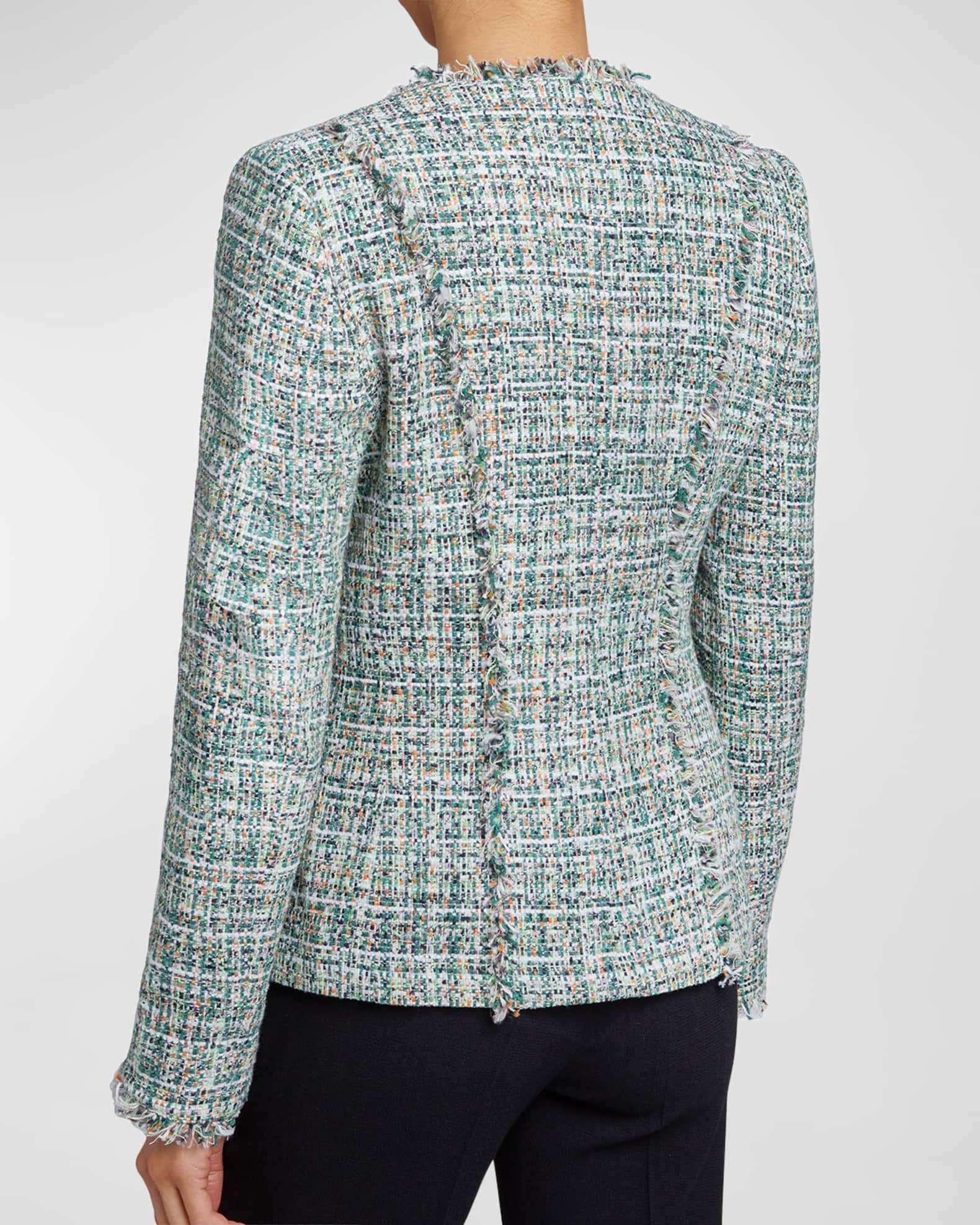 Santorelli Georgia Fringe-Trim Tweed Jacket | Neiman Marcus