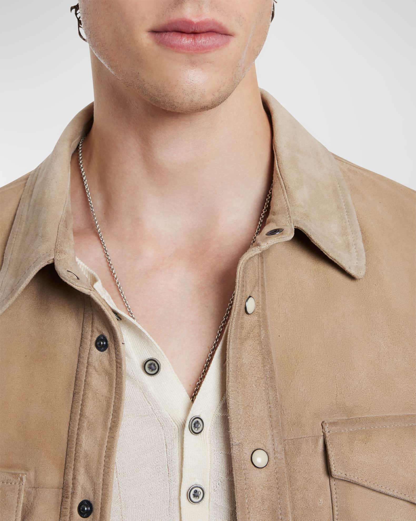 John Varvatos Men's Lionell Suede Overshirt | Neiman Marcus