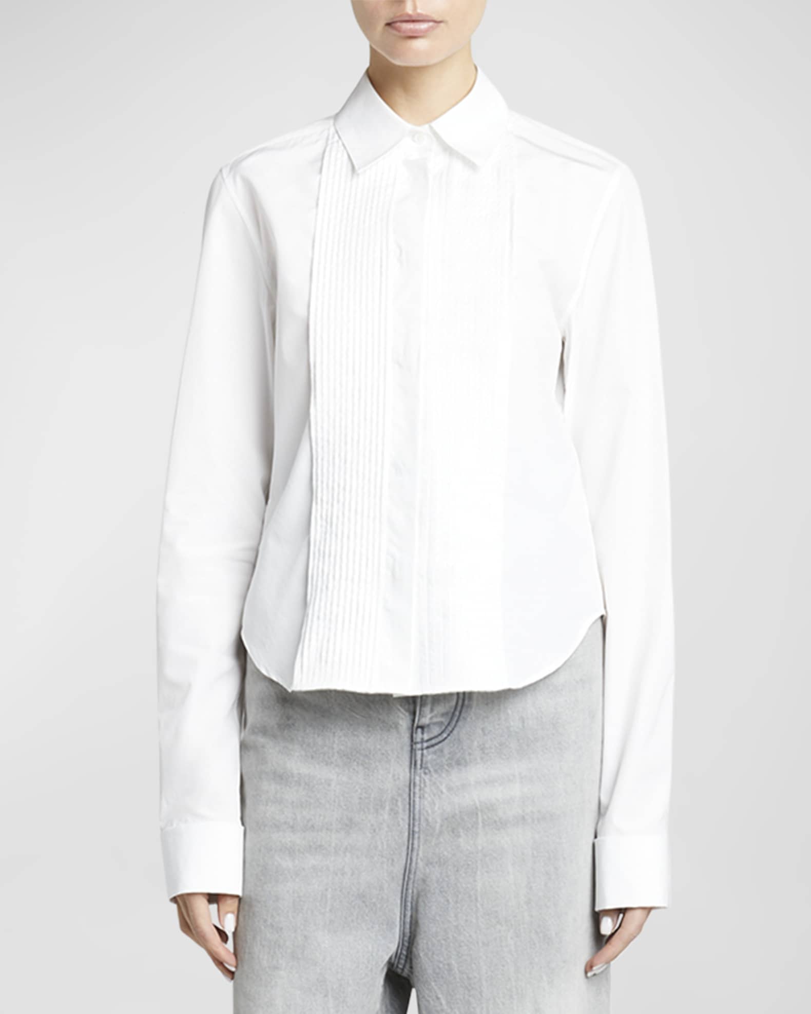 Loewe Pleated Bib-Front Blouse | Neiman Marcus