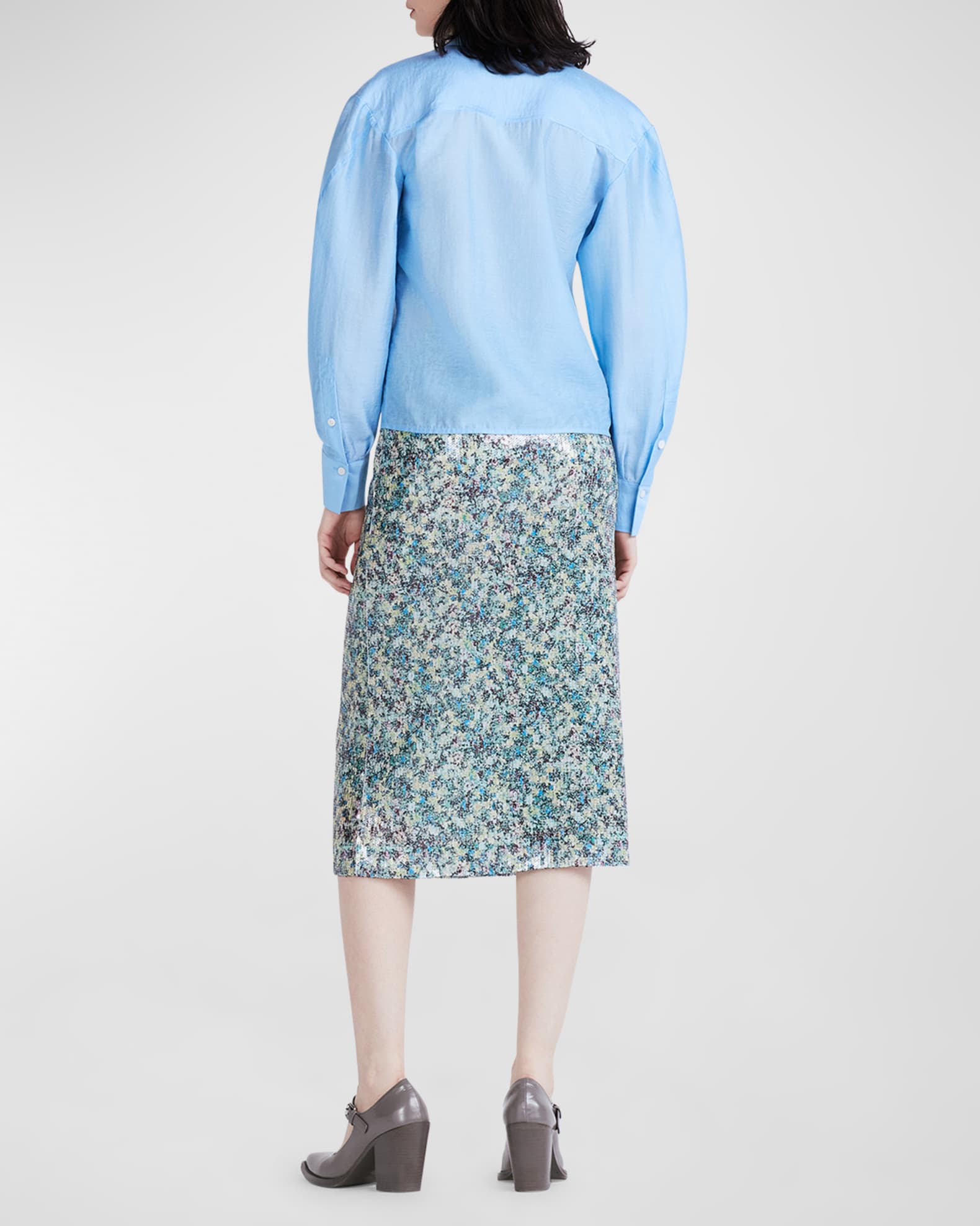 Derek Lam 10 Crosby Juni Button-Front Linen-Blend Blouse | Neiman Marcus