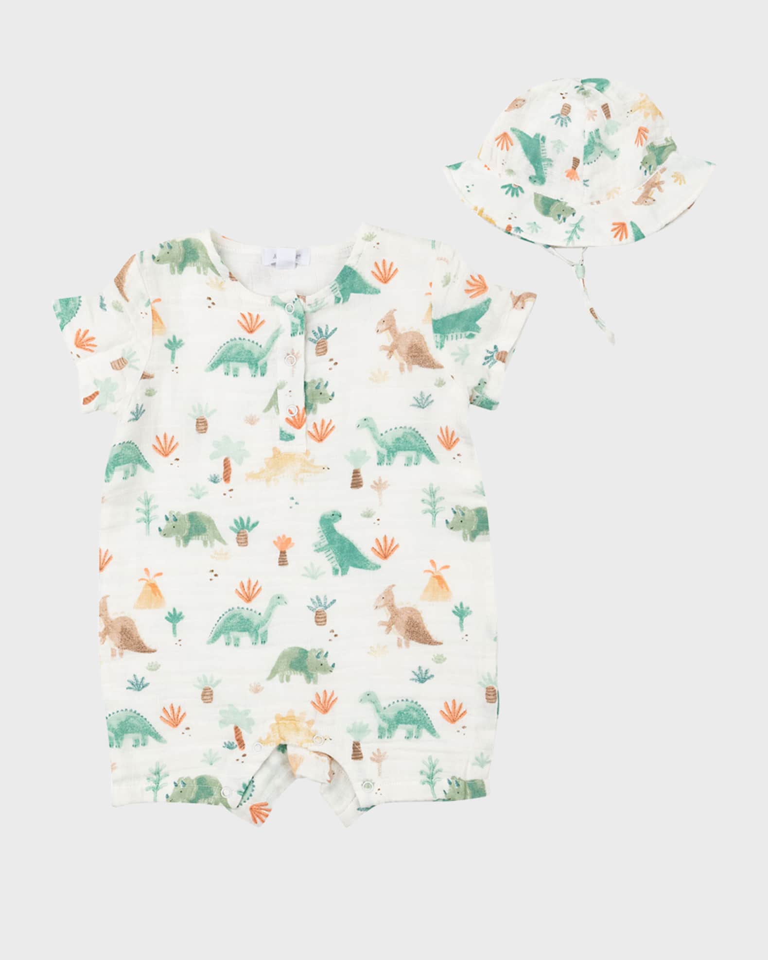 Angel Dear Boy's Softy Dino Henley Shortall and Sunhat Set, Size 3M-24M ...