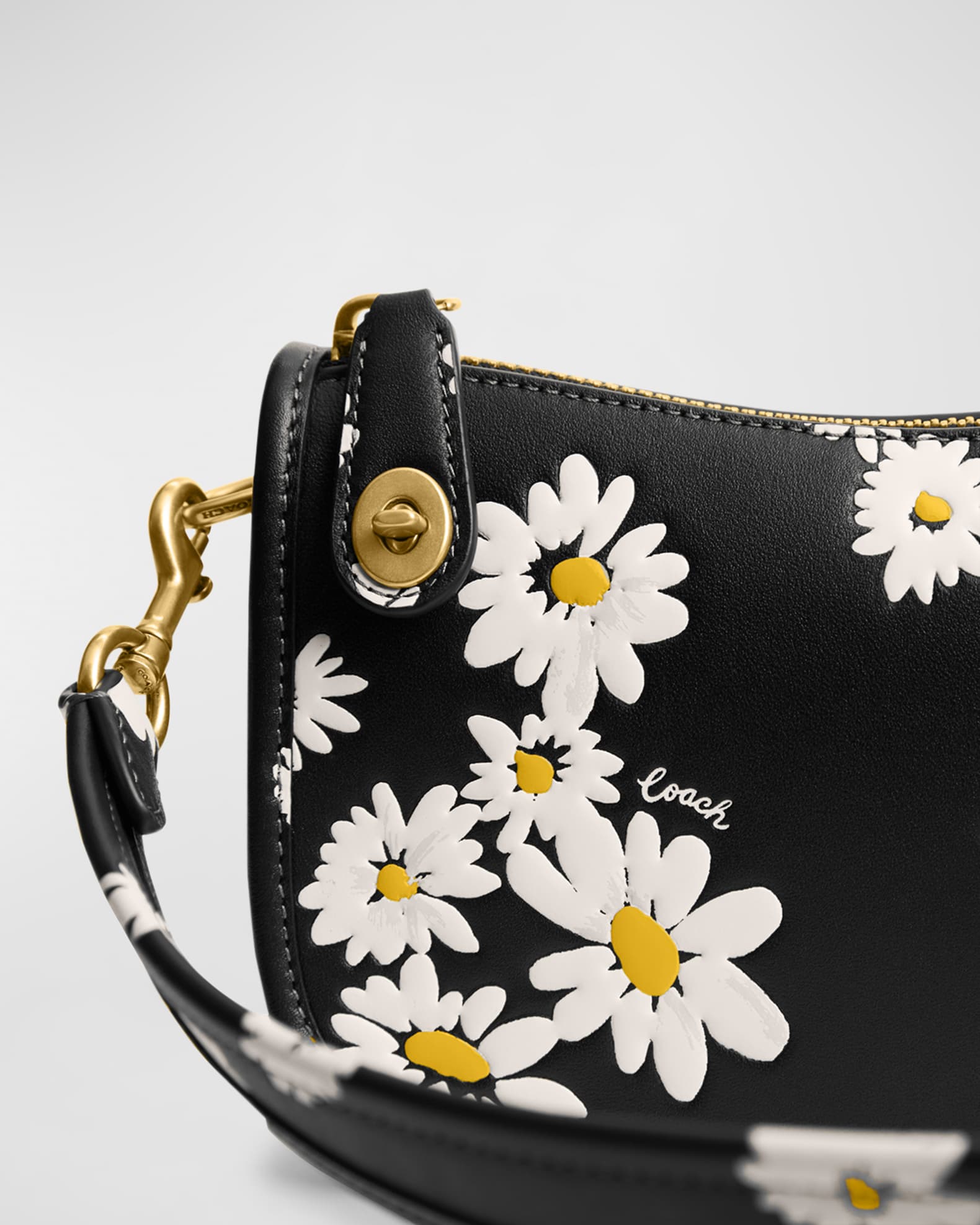 Coach Swinger 20 Floral-Print Leather Shoulder Bag | Neiman Marcus