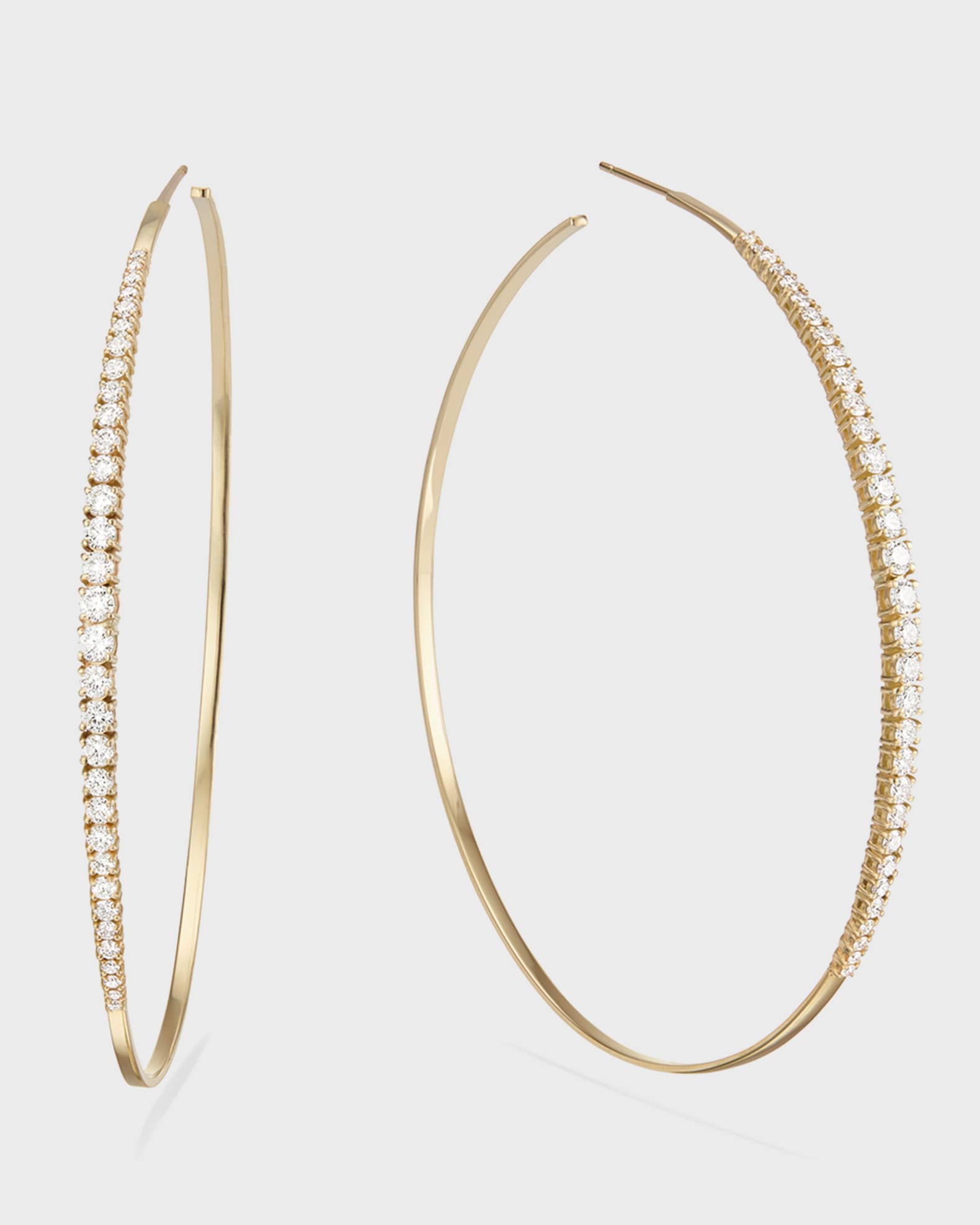 14k Graduating Diamond Hoop Earrings 75mm