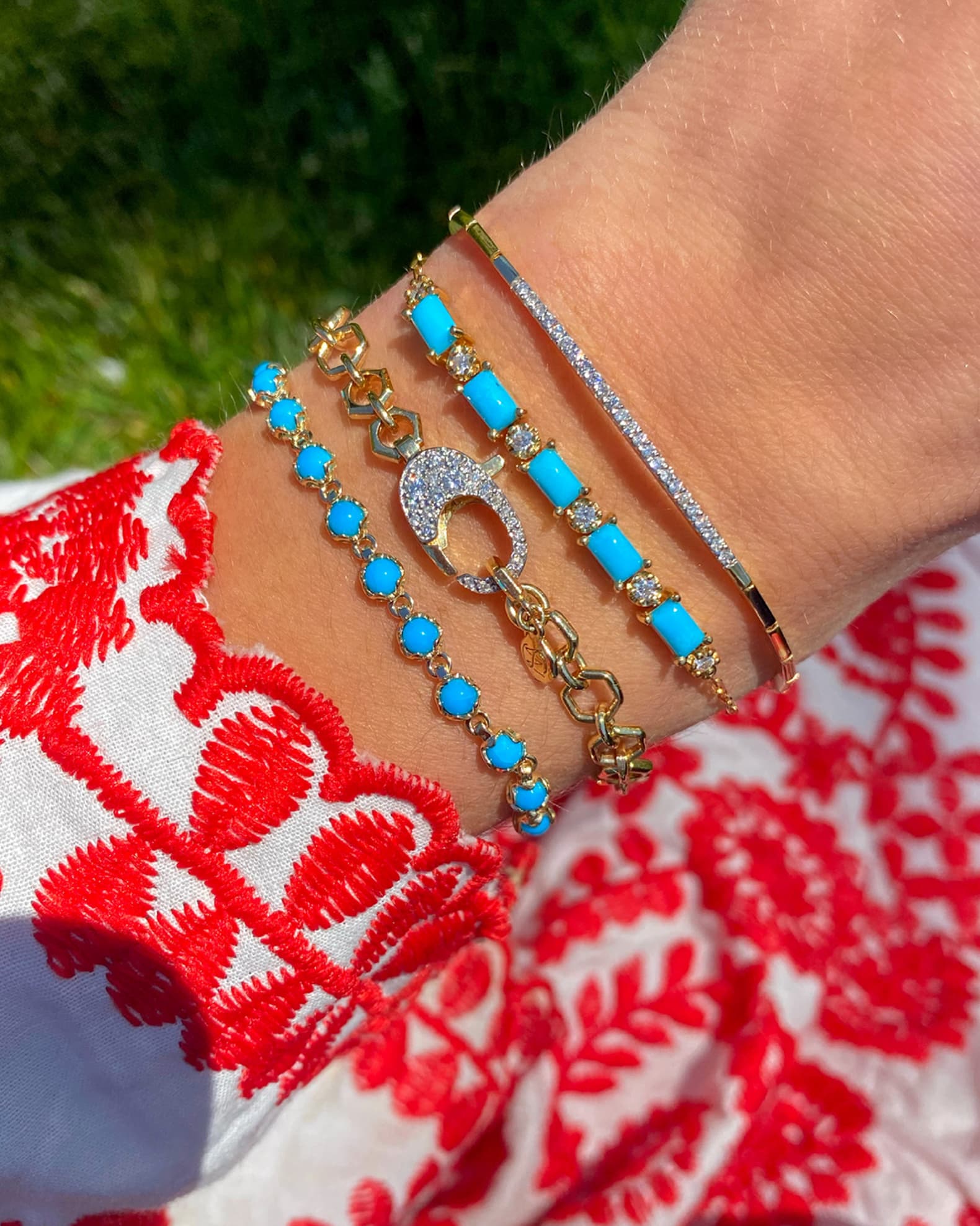 Stevie Wren Pave Diamond Geo Link Bracelet | Neiman Marcus