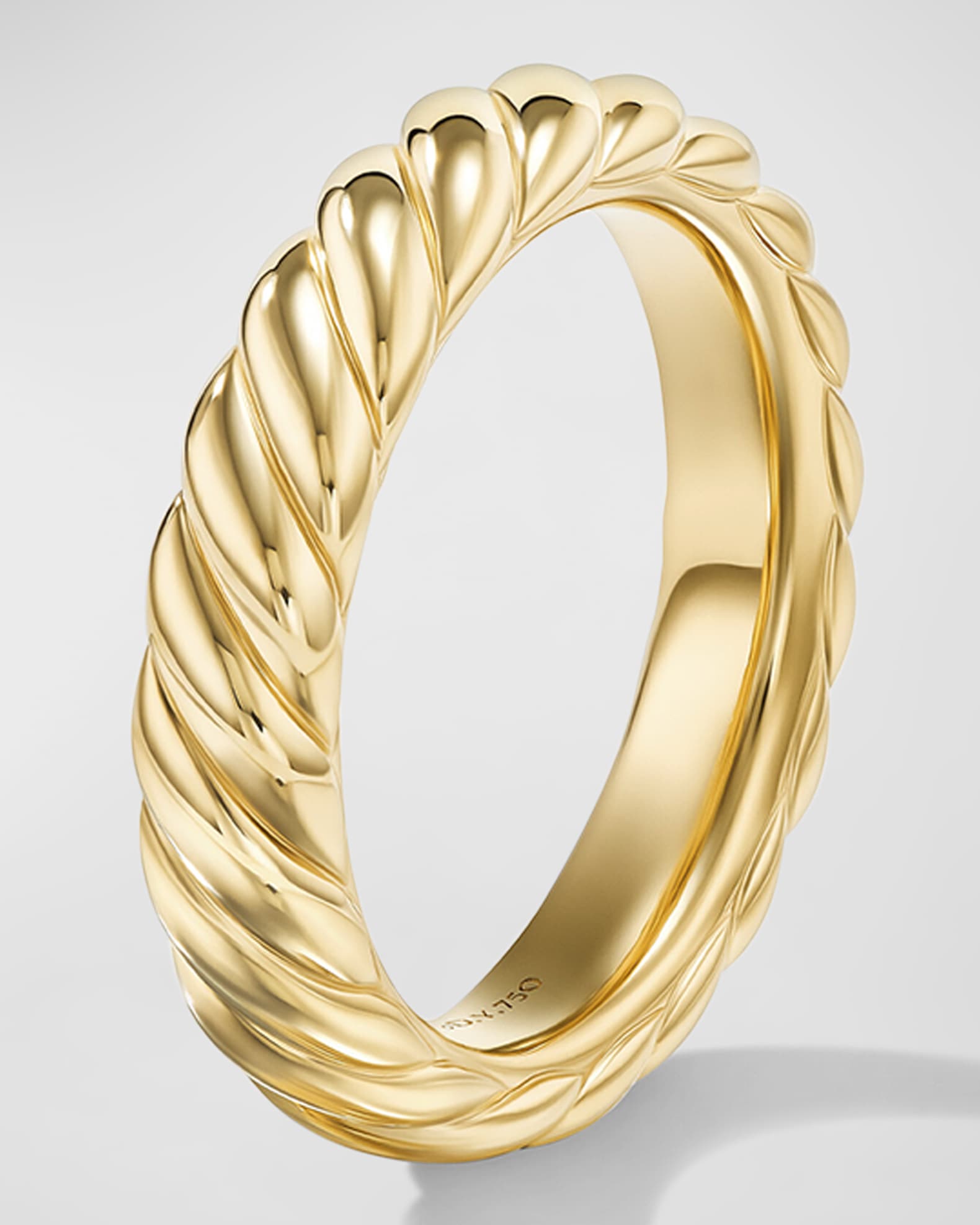 David Yurman Sculpted Cable Band Ring in 18K Gold, 4.5mm | Neiman Marcus