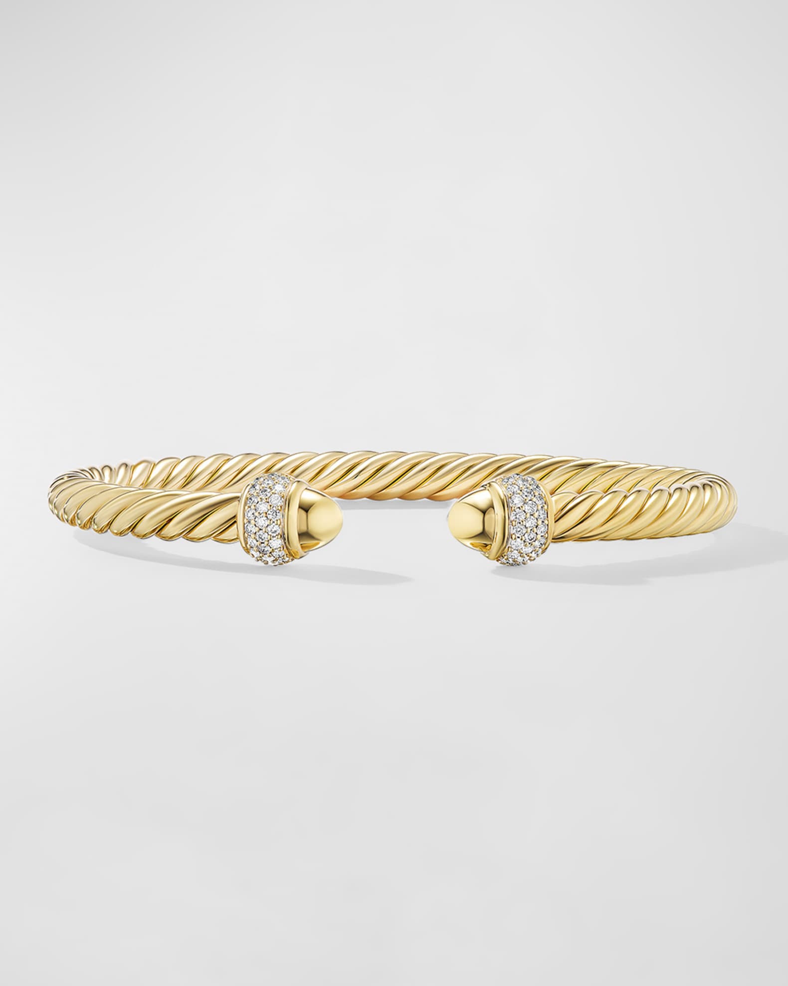 David Yurman Cable Bracelet with Diamonds in 18K Gold, 5mm | Neiman Marcus