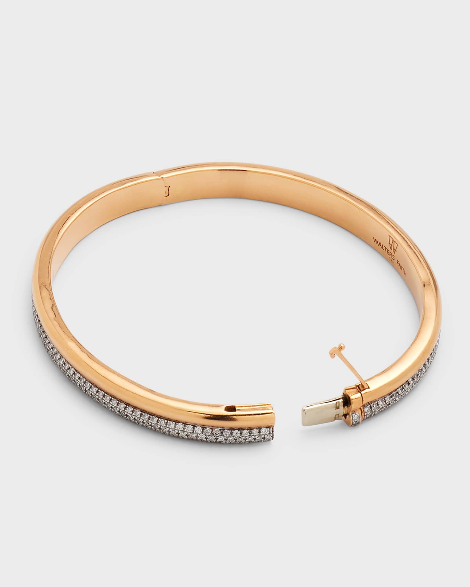 Walters Faith 18K Rose Gold Thoby Diamond Tubular Hinged Bangle ...