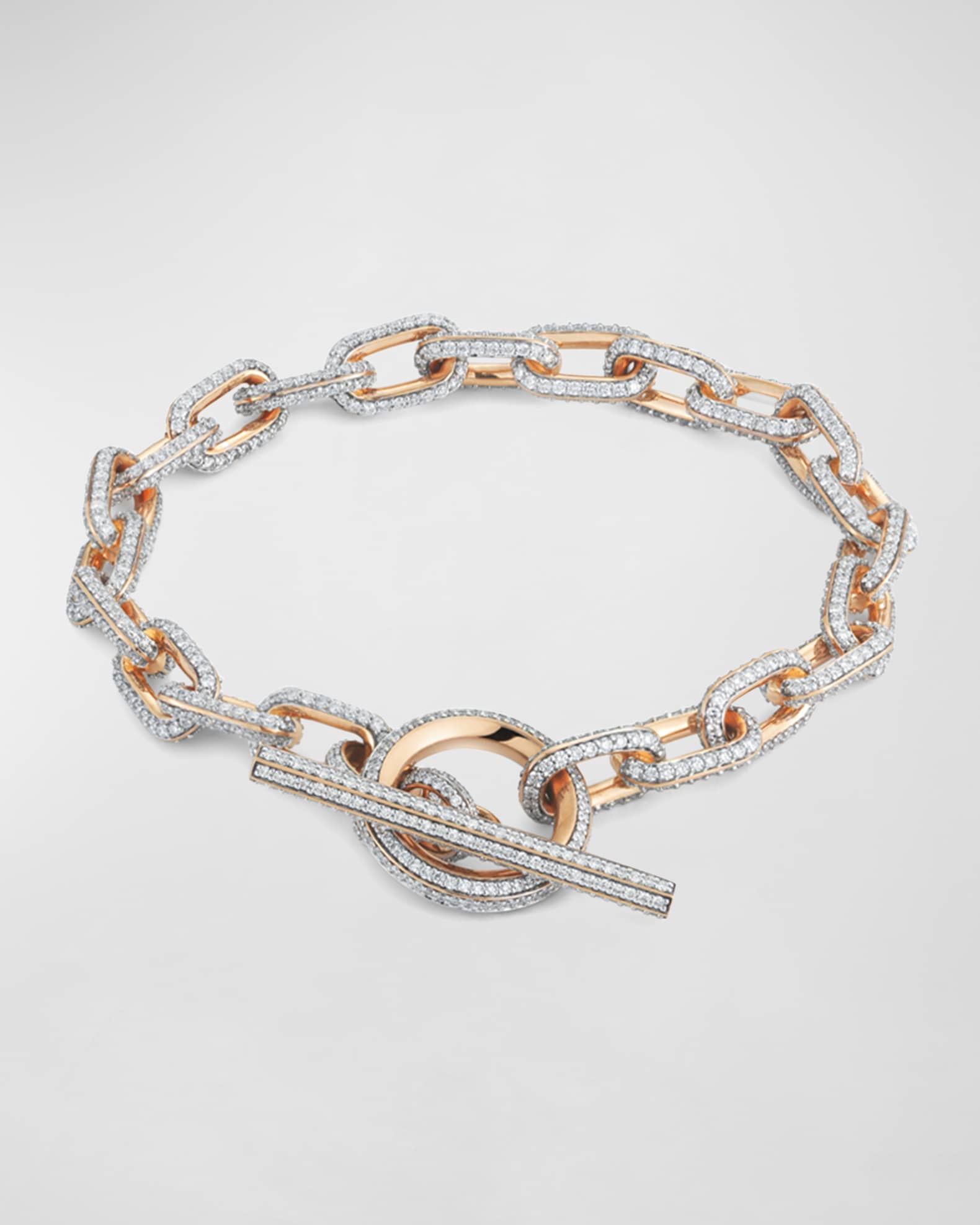 Walters Faith 18K Rose Gold All Diamond Chain Link Toggle Bracelet ...