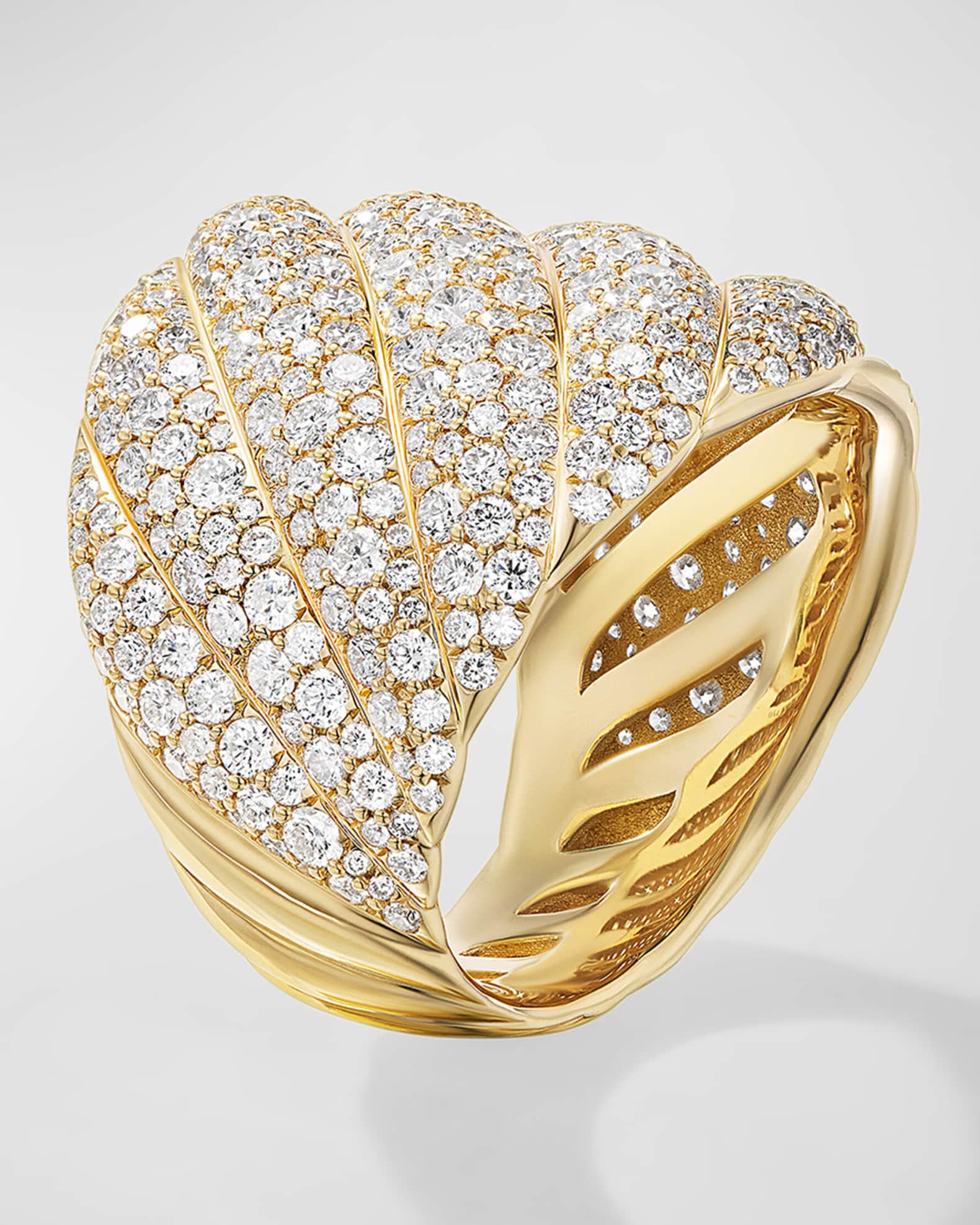 David Yurman 20mm Sculpted Cable Ring with Diamonds in 18K Gold ...