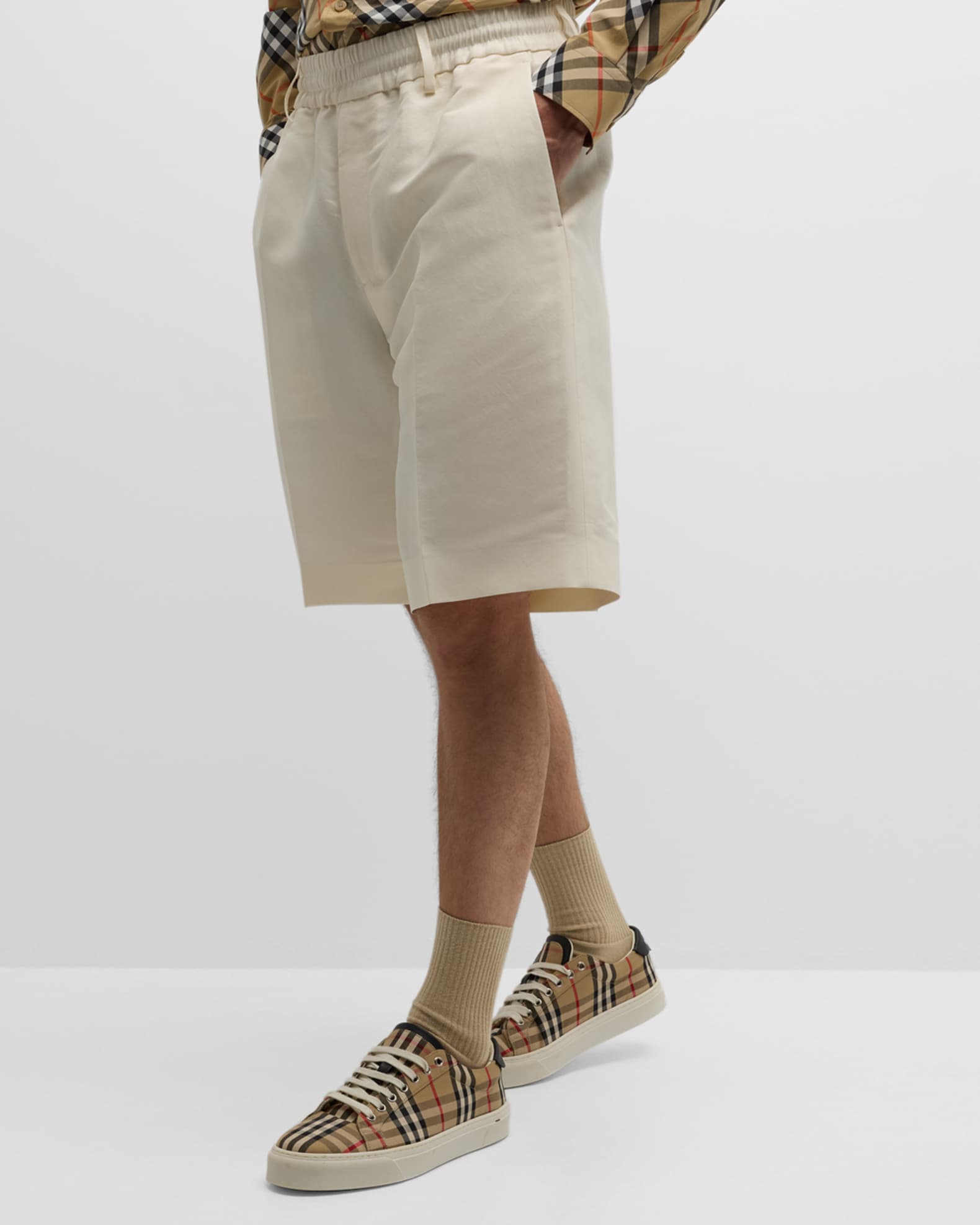 Burberry Men's Long Tailored Elastic-Waist Shorts | Neiman Marcus