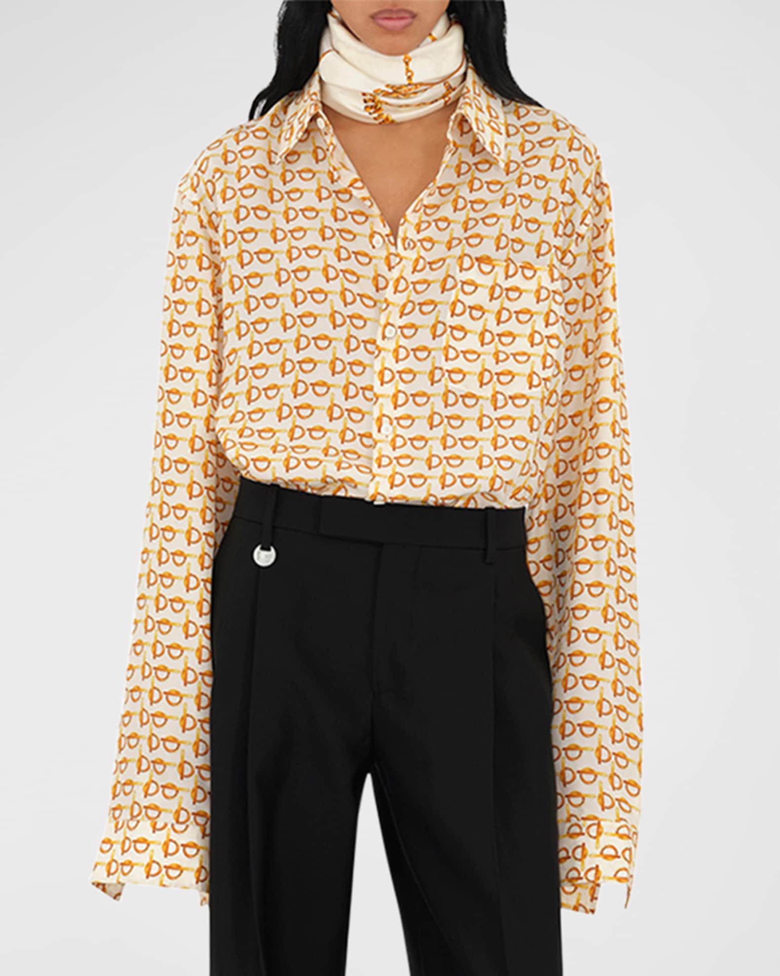 Burberry Chain Check Silk Twill Square Scarf | Neiman Marcus
