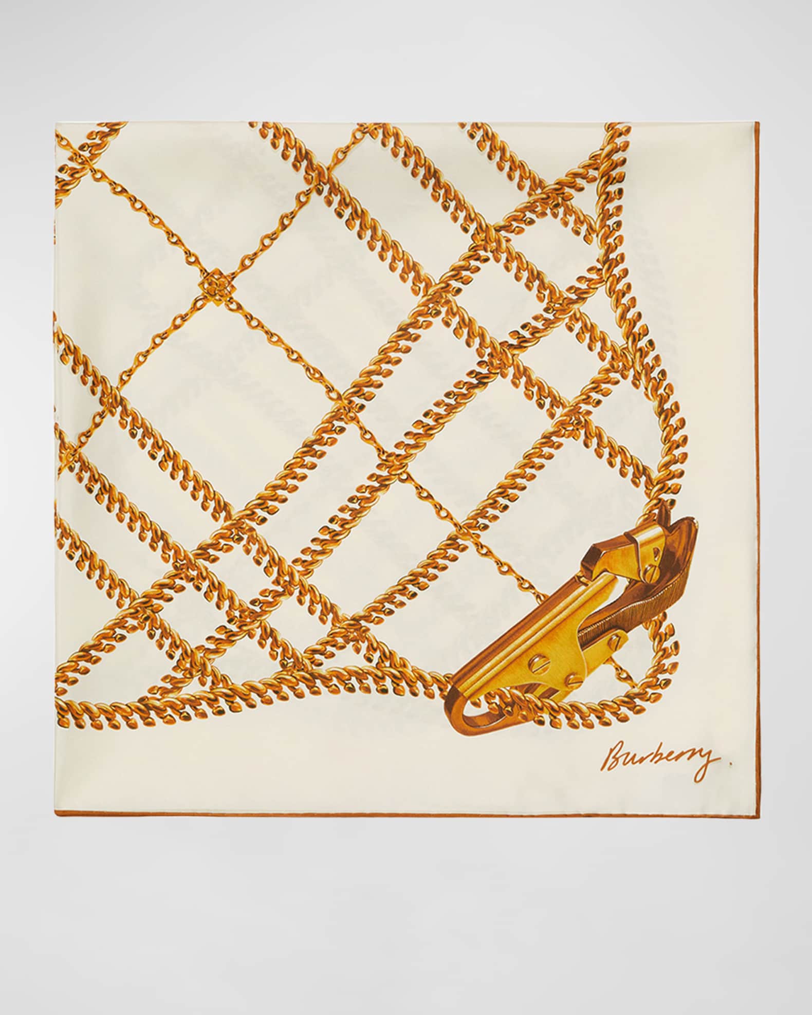 Burberry Chain Check Silk Twill Square Scarf | Neiman Marcus