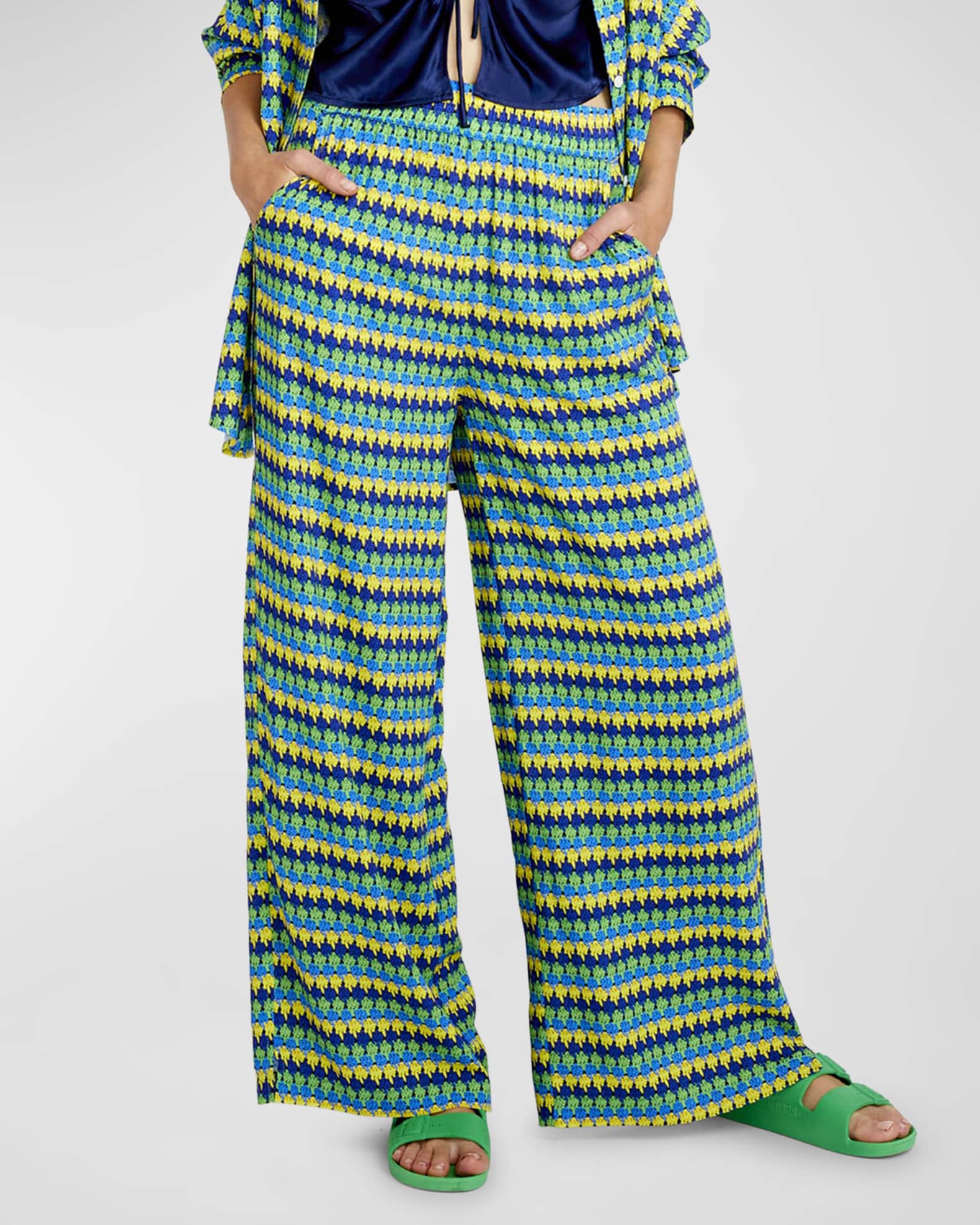Terez Margarita Crochet Rayon Pants | Neiman Marcus