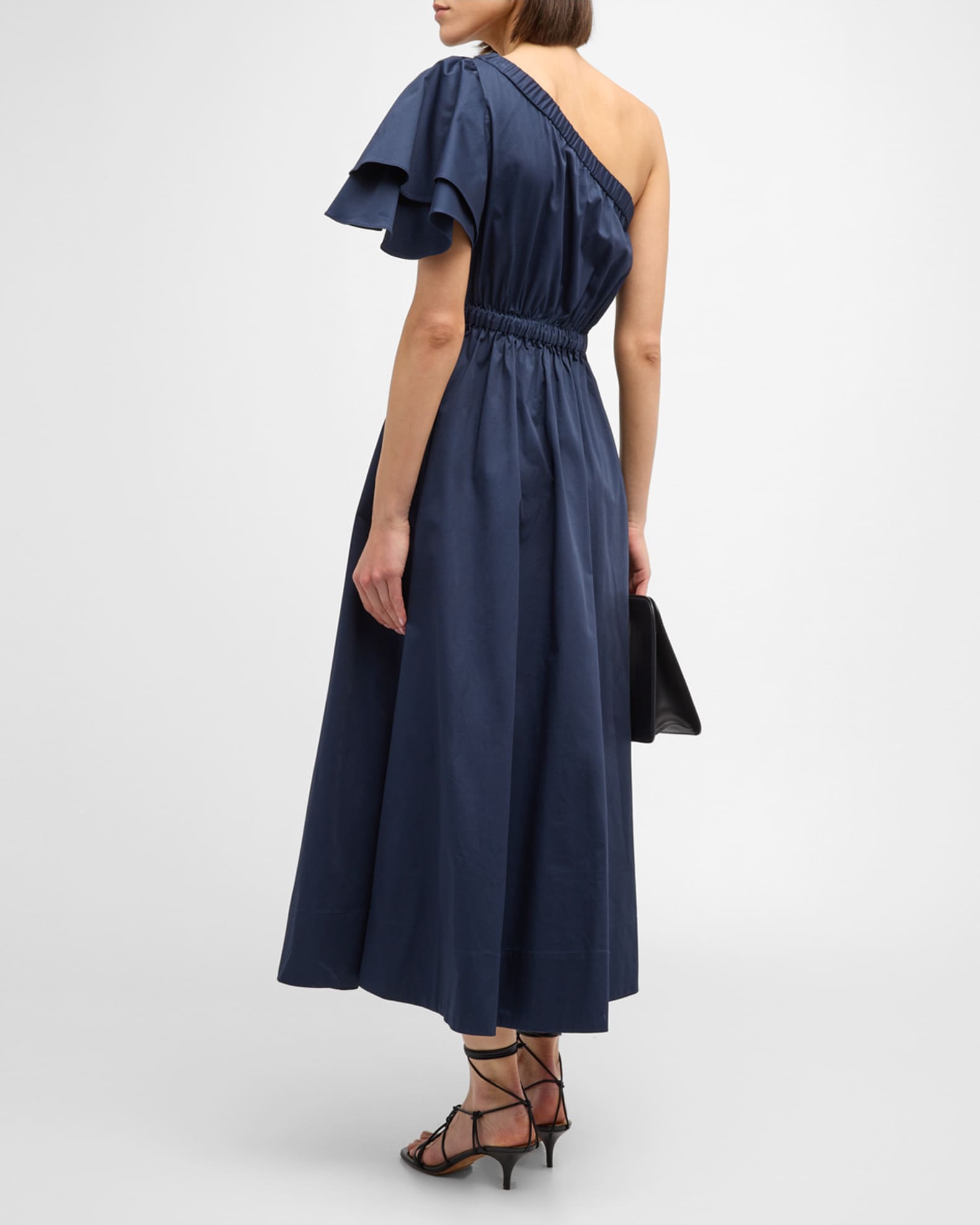 Cynthia Rowley One-Shoulder Cotton Midi Dress | Neiman Marcus