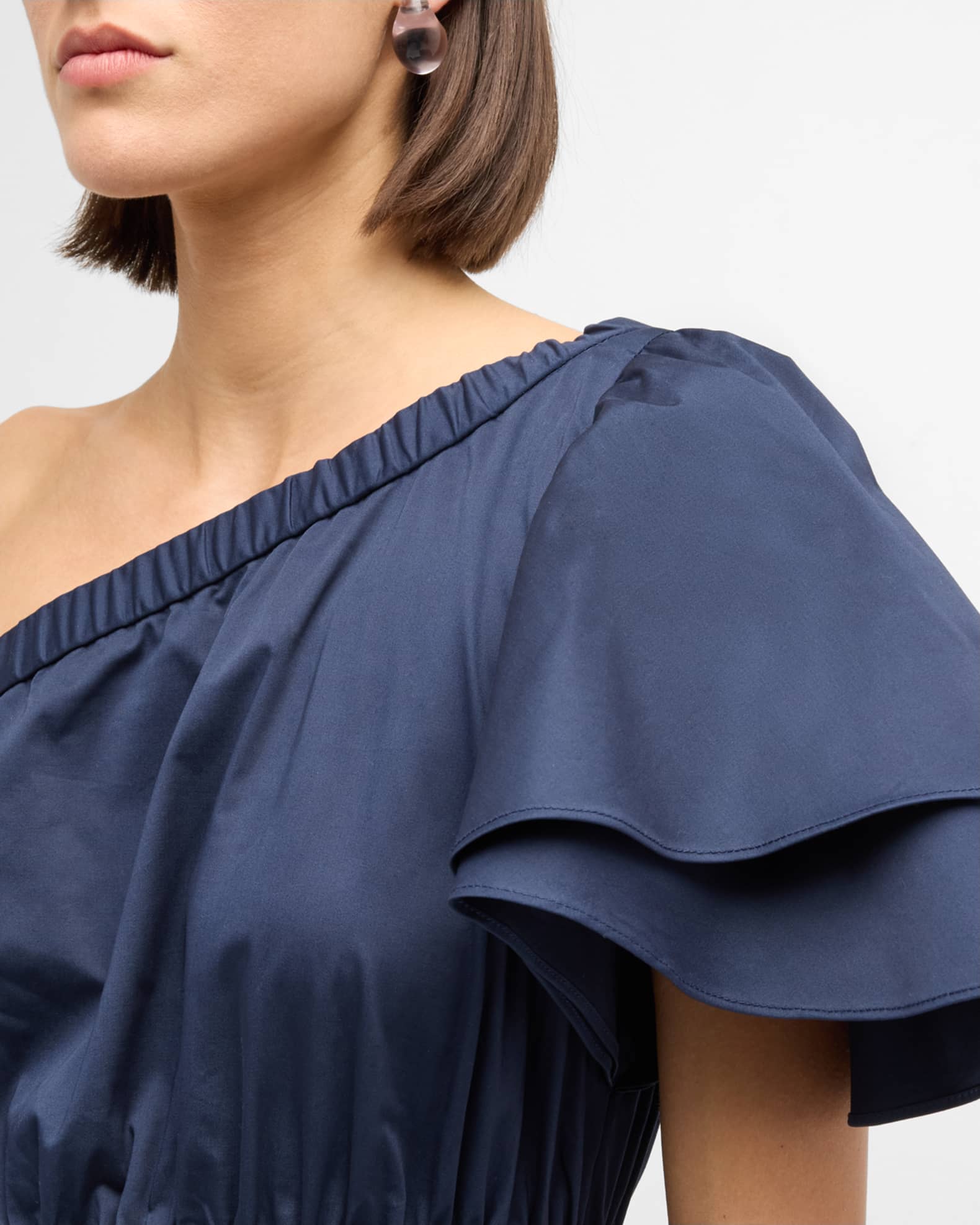 Cynthia Rowley One-Shoulder Cotton Midi Dress | Neiman Marcus