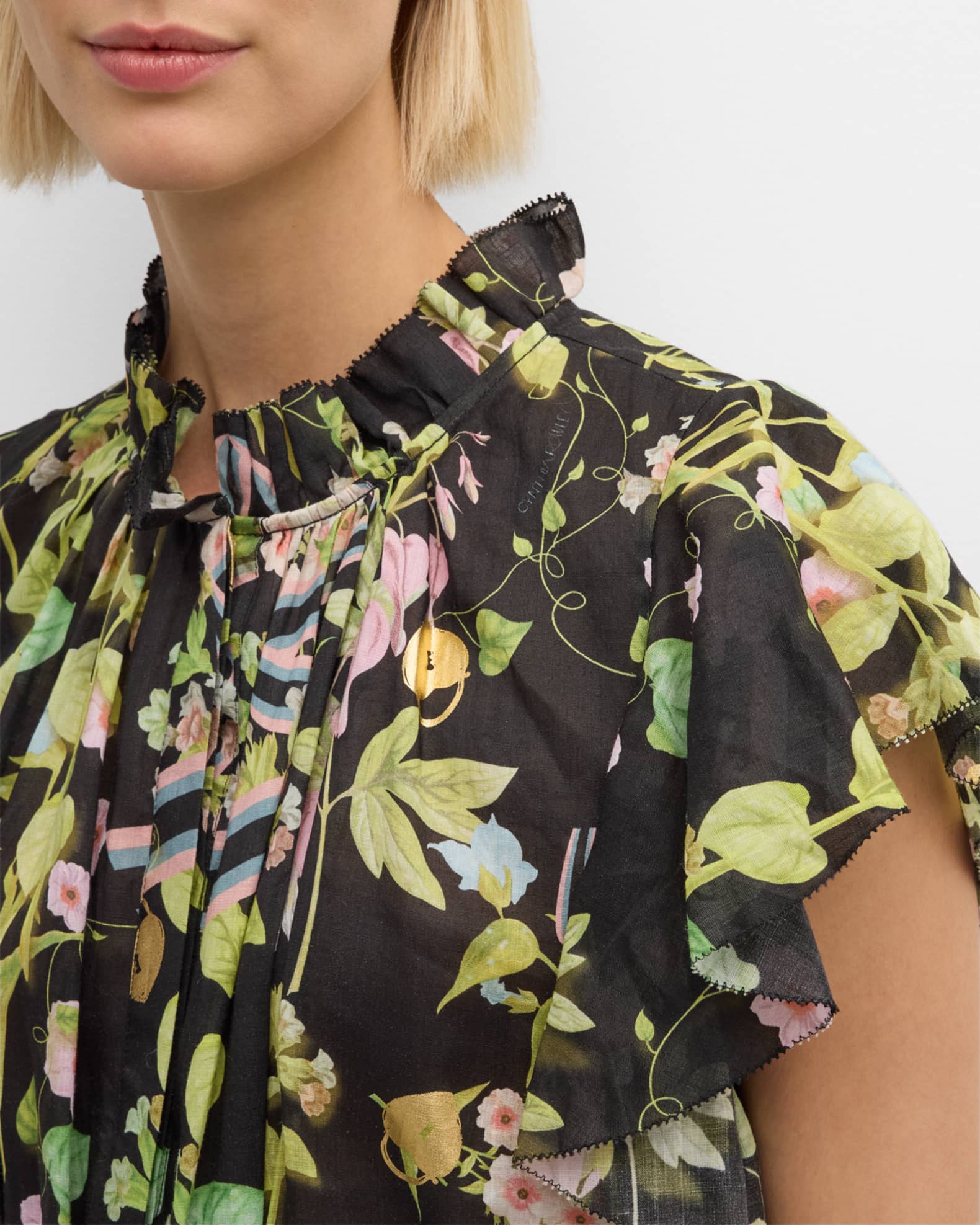 Cynthia Rowley Ombre Floral-Print Flounce Kaftan | Neiman Marcus
