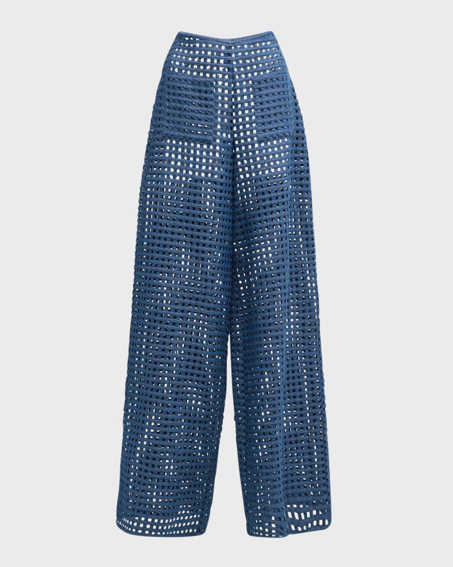 Cynthia Rowley High-Rise Wide-Leg Lattice Lace Pants | Neiman Marcus