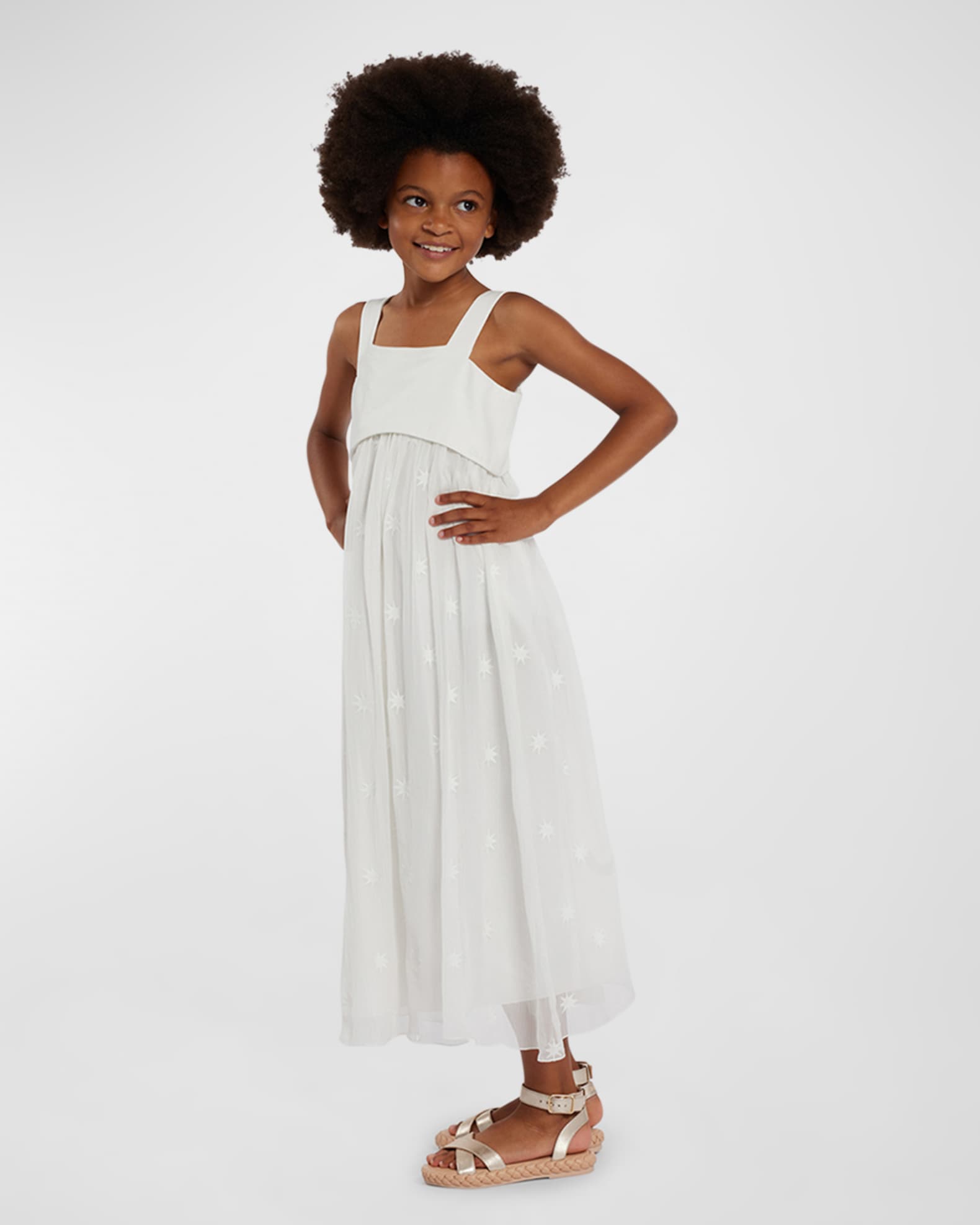 GIrl's Mid-Length Ceremony Dress with Stars | Neiman Marcus