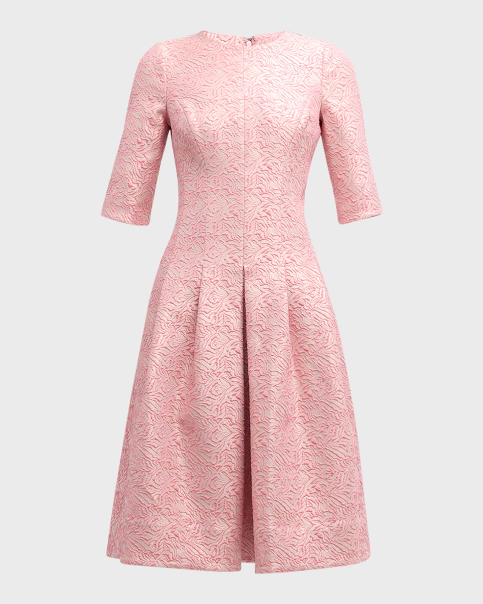 Rickie Freeman for Teri Jon Pleated Metallic Jacquard Midi Dress ...