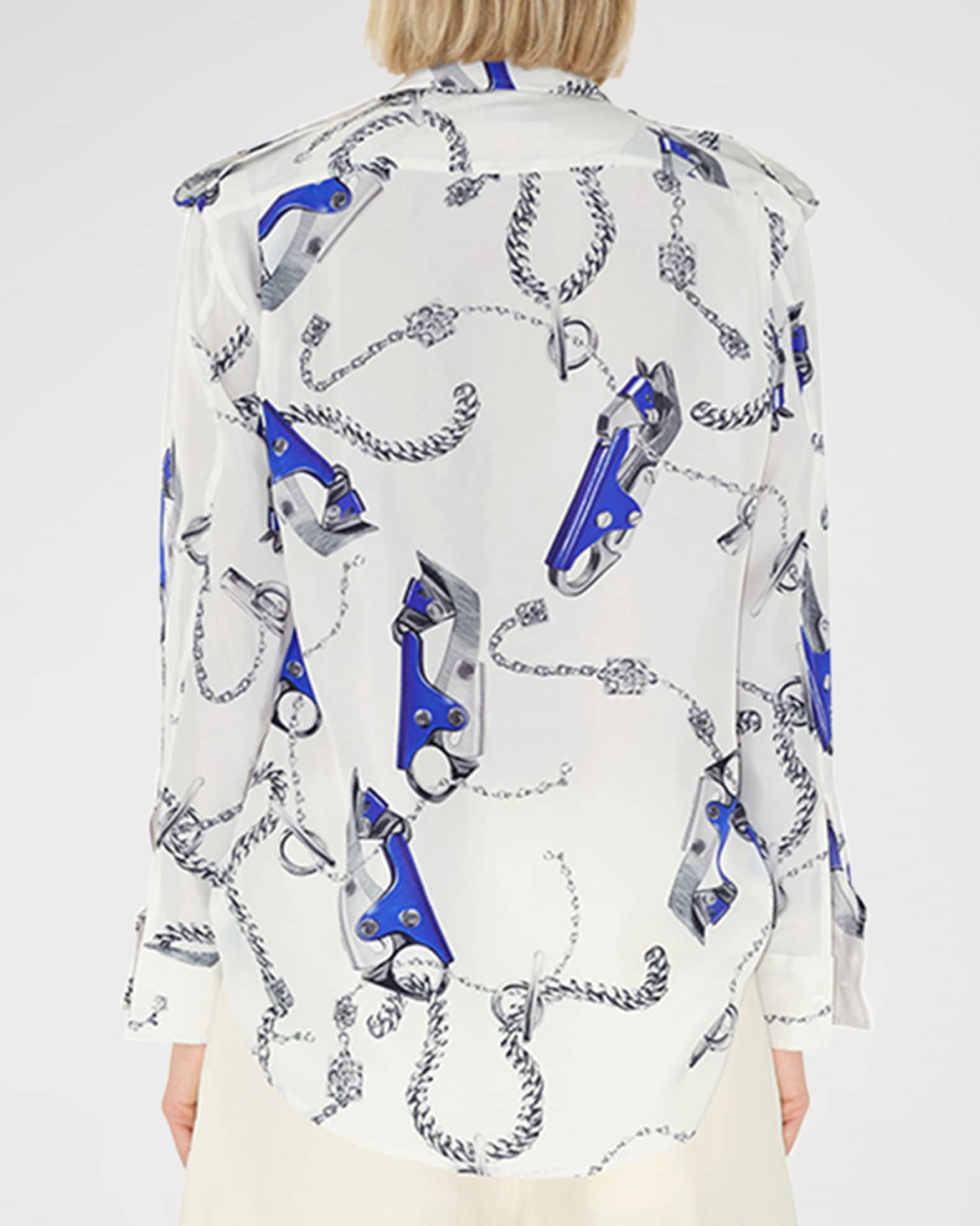 Burberry Chain Print Collared Button-Front Shirt | Neiman Marcus