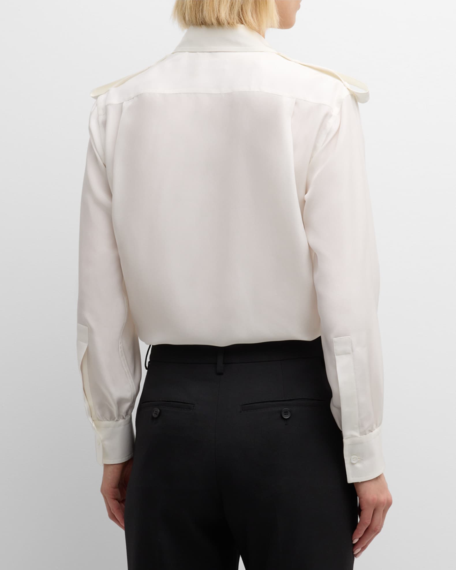 Burberry Button-Front Shirt with Belted Shoulders | Neiman Marcus