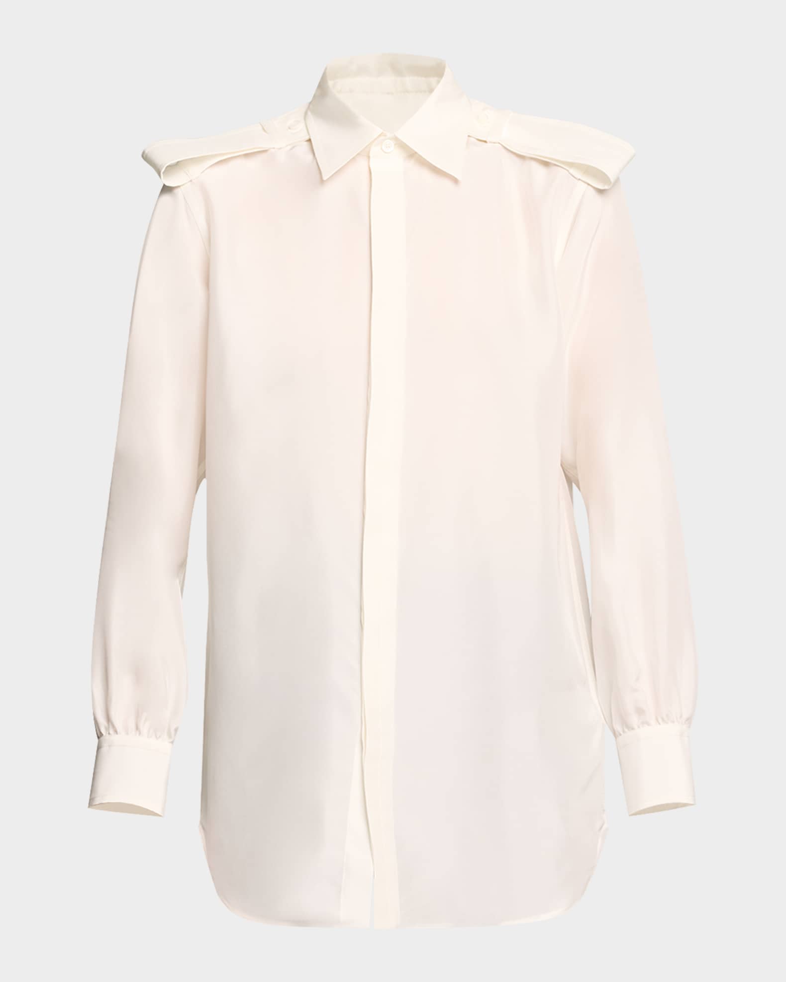 Burberry Button-Front Shirt with Belted Shoulders | Neiman Marcus