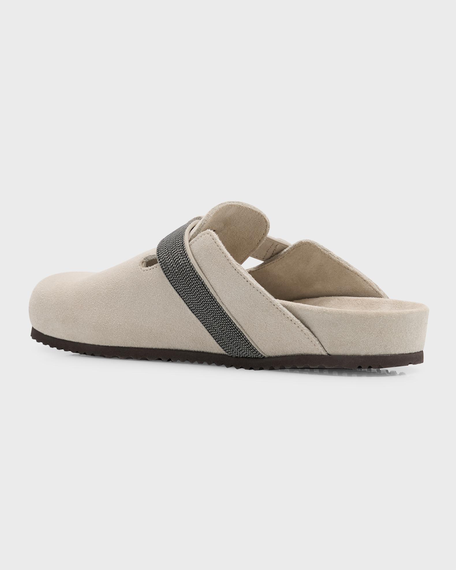 Brunello Cucinelli Suede Monili Buckle Mules | Neiman Marcus