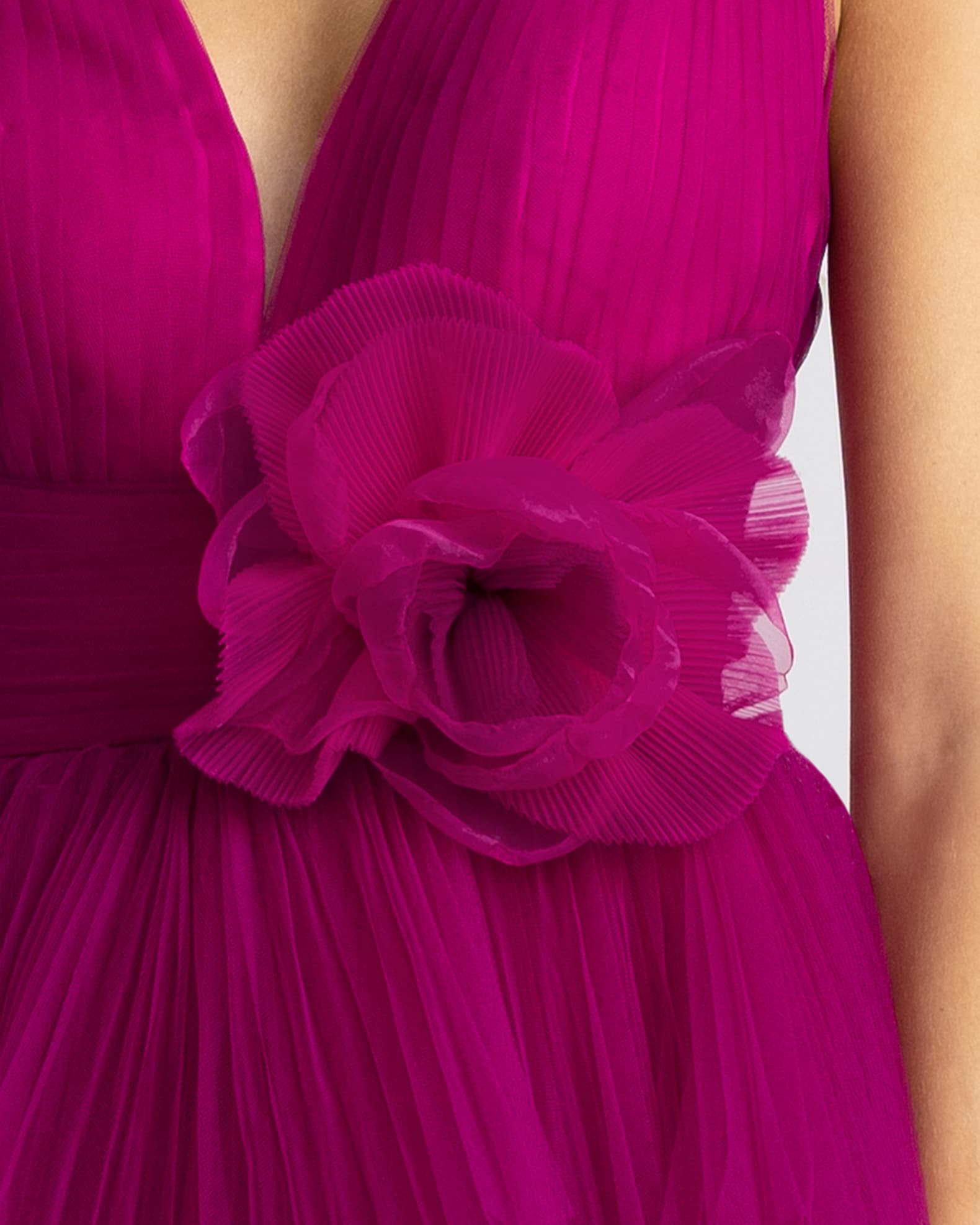 Zac Posen Tiered Pleated Tulle Gown | Neiman Marcus