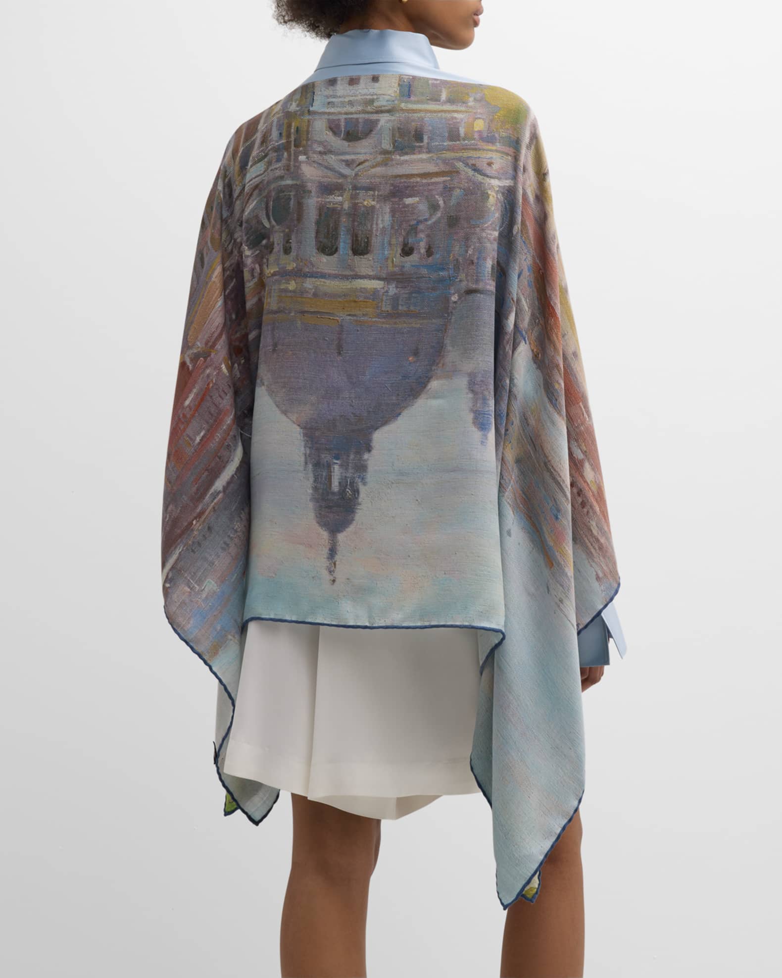 Rani Arabella Venice Multicolor Cashmere-Blend Poncho | Neiman Marcus