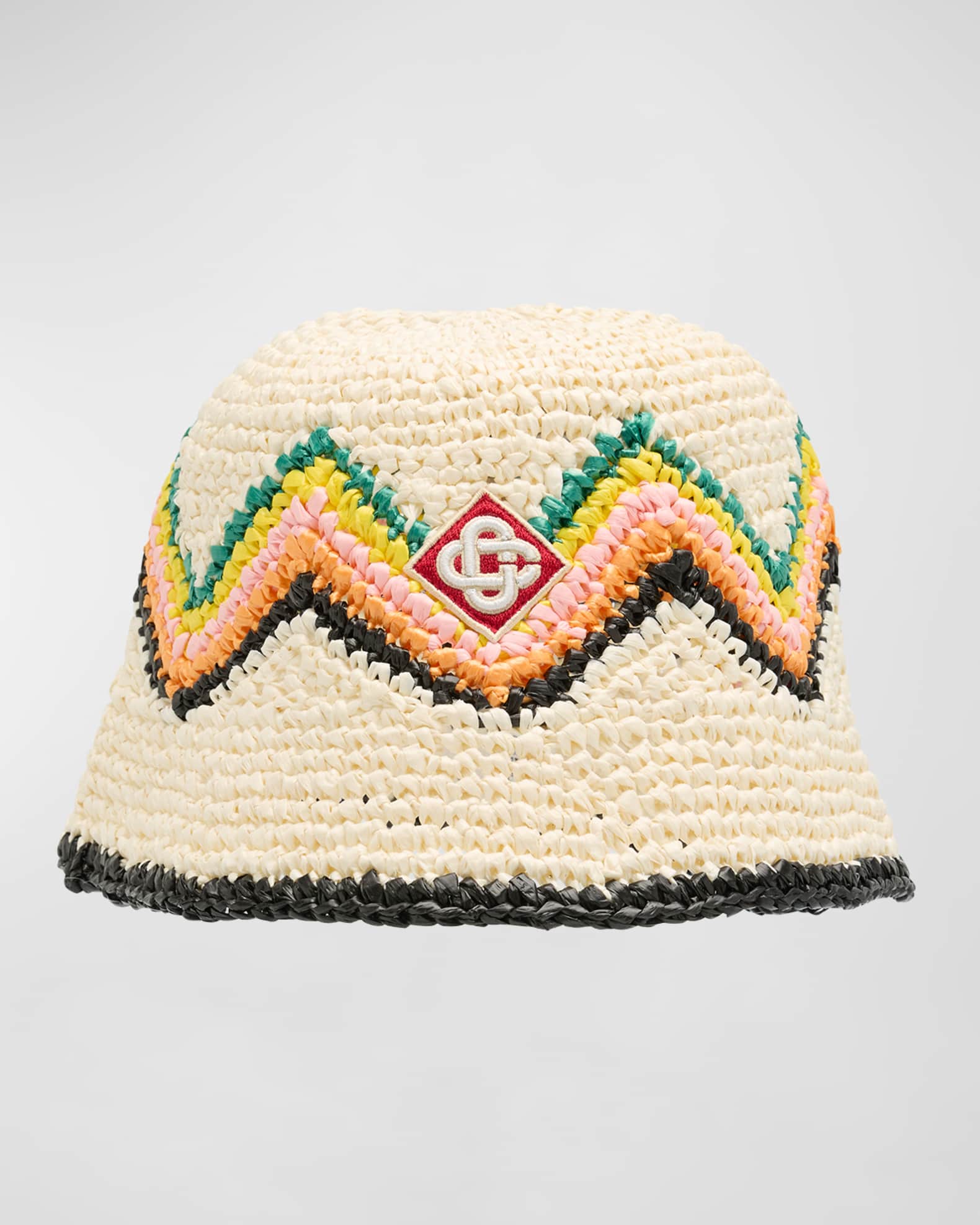 CASABLANCA Men's Raffia Crochet Bucket Hat | Neiman Marcus