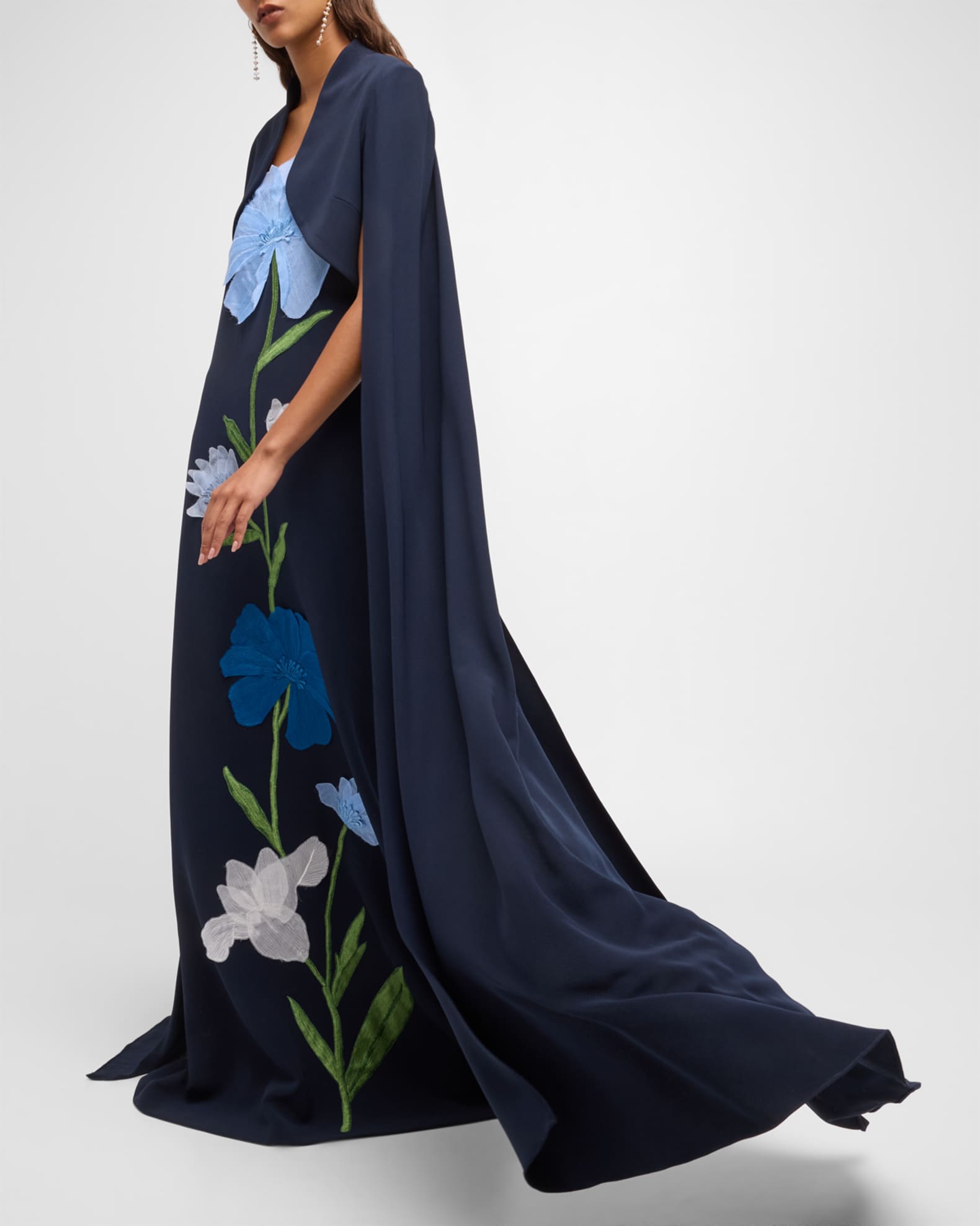 Lela Rose Floor-Length Cape Bolero Jacket | Neiman Marcus