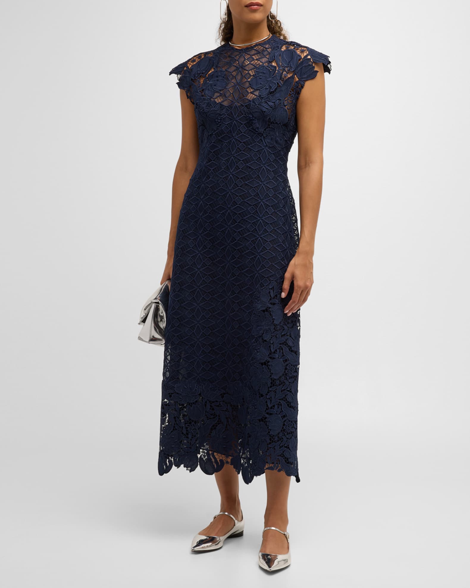 Lela Rose Floral Lace Pencil Dress | Neiman Marcus