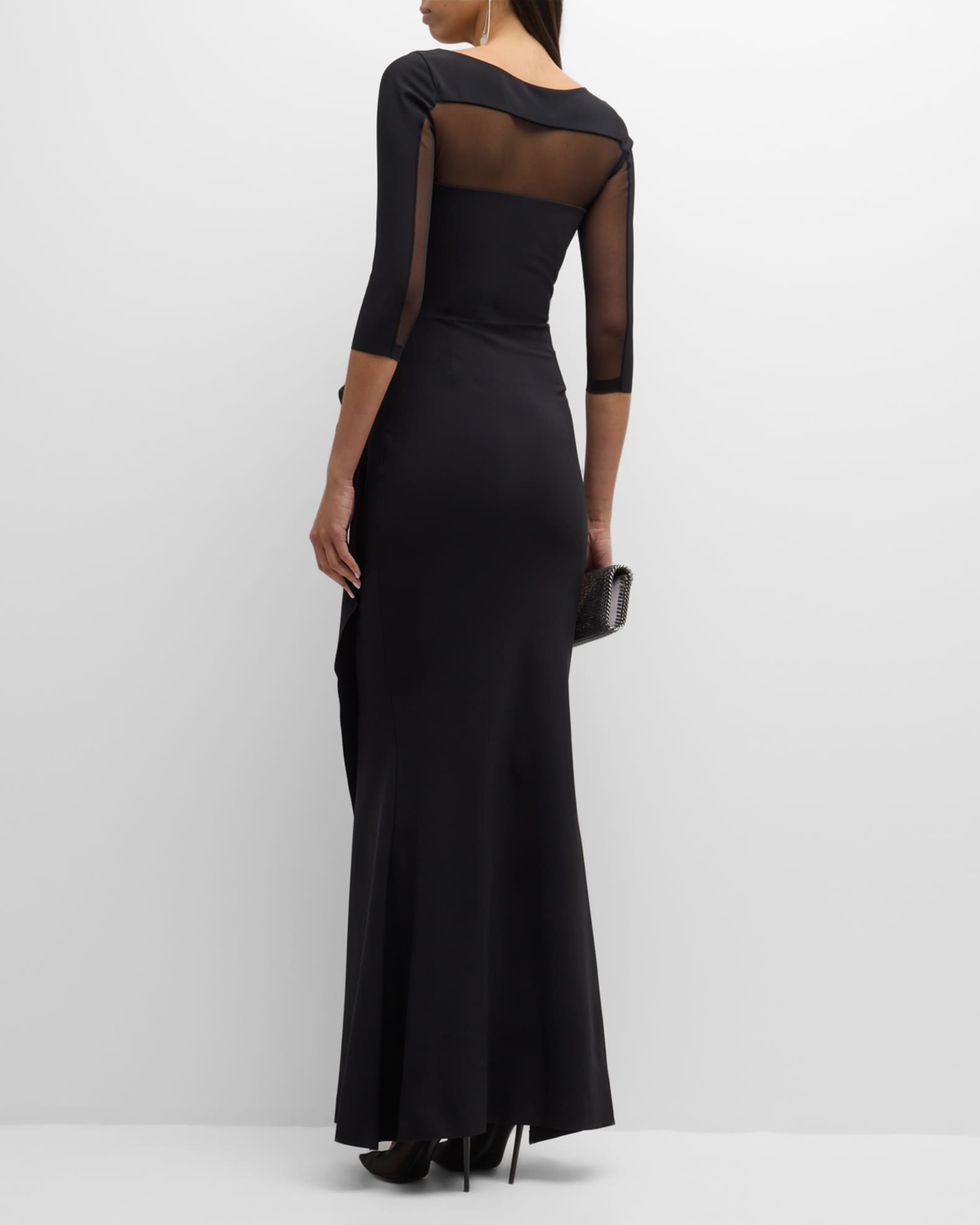 Chiara Boni La Petite Robe Draped Illusion Mermaid Gown | Neiman Marcus