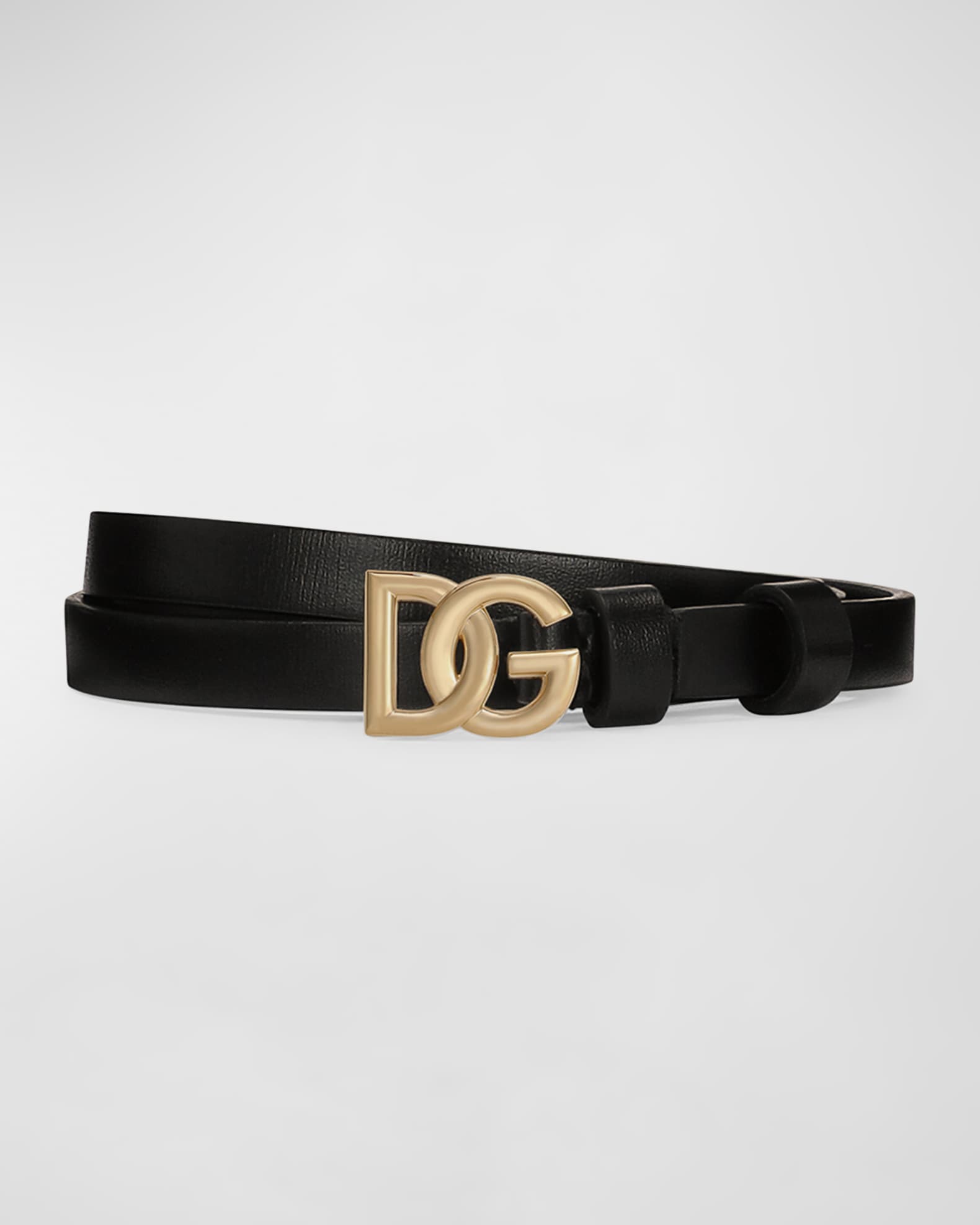 Dolce&Gabbana Interlocking DG Skinny Leather Belt | Neiman Marcus