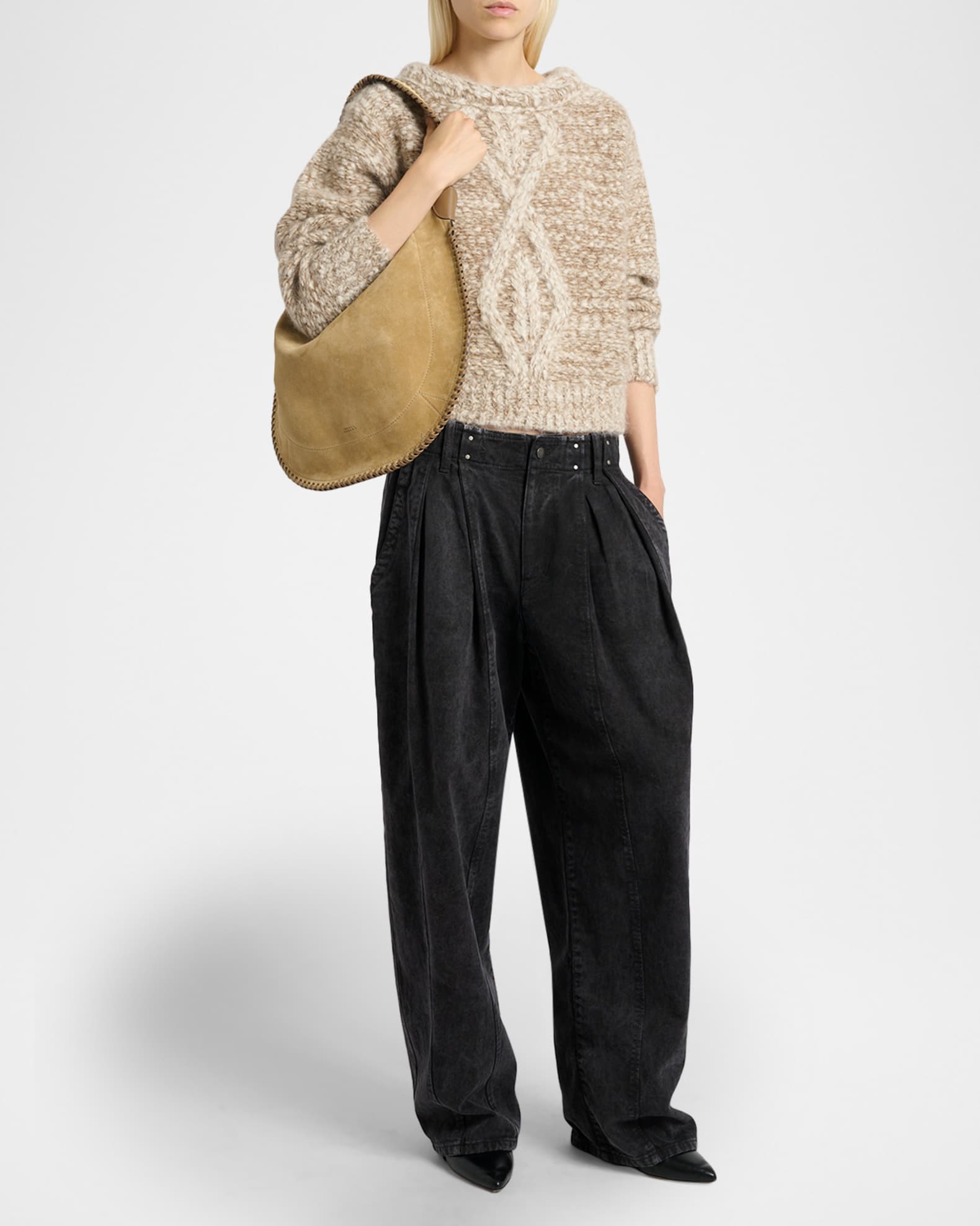 Isabel Marant Oskan Soft Suede Hobo Bag | Neiman Marcus