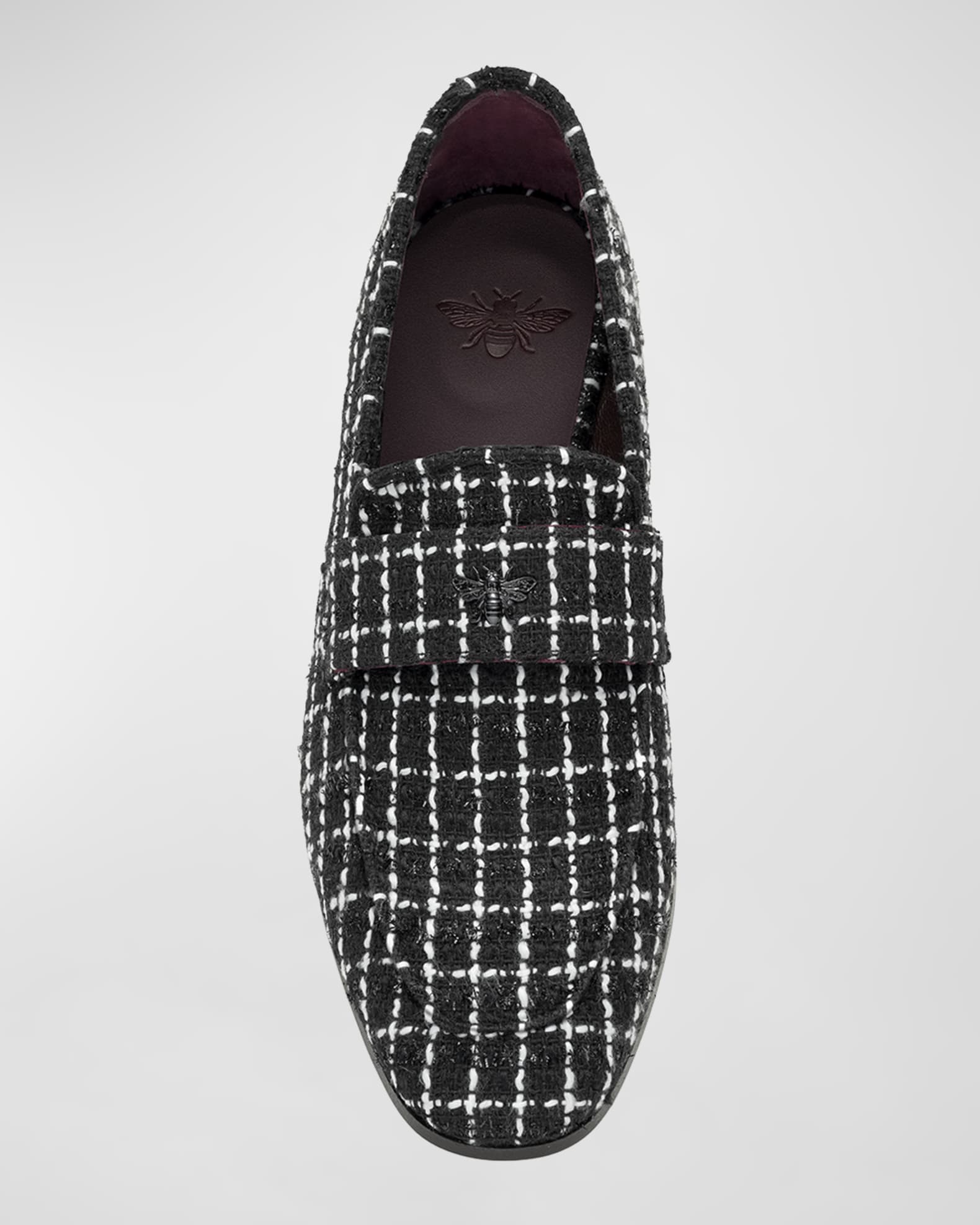 Bougeotte Tweed Medallion Heeled Loafers | Neiman Marcus