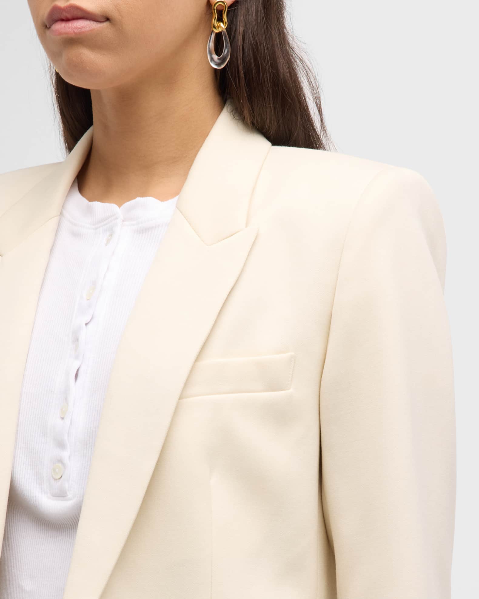 Nili Lotan Adele Single-Breasted Gabardine Blazer Jacket | Neiman Marcus