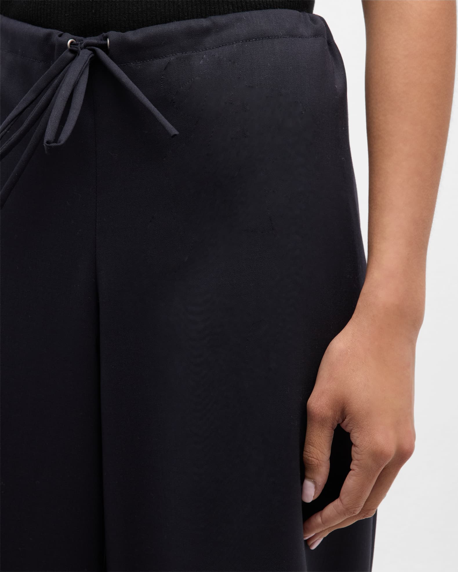 Nili Lotan Adriel Wide-Leg Ankle Wool Pull-On Pants | Neiman Marcus