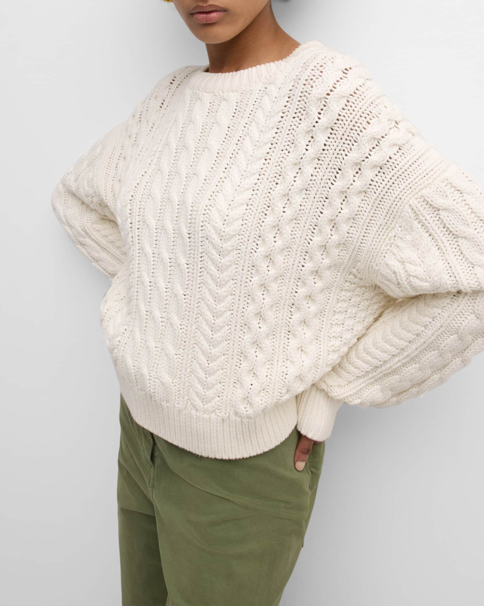 Nili Lotan Rory Cable Open-Weave Cotton Sweater | Neiman Marcus