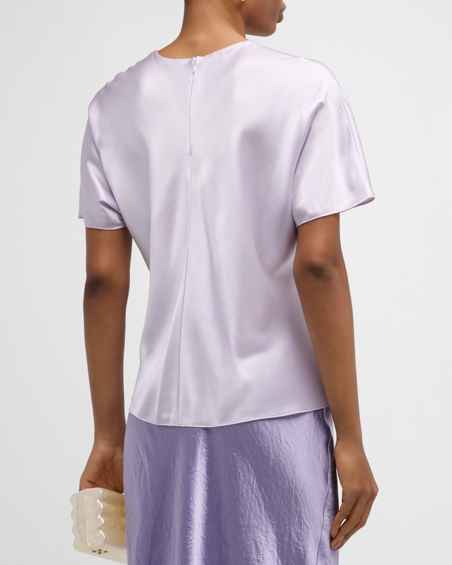 Vince Bias Silk Satin T-Shirt | Neiman Marcus