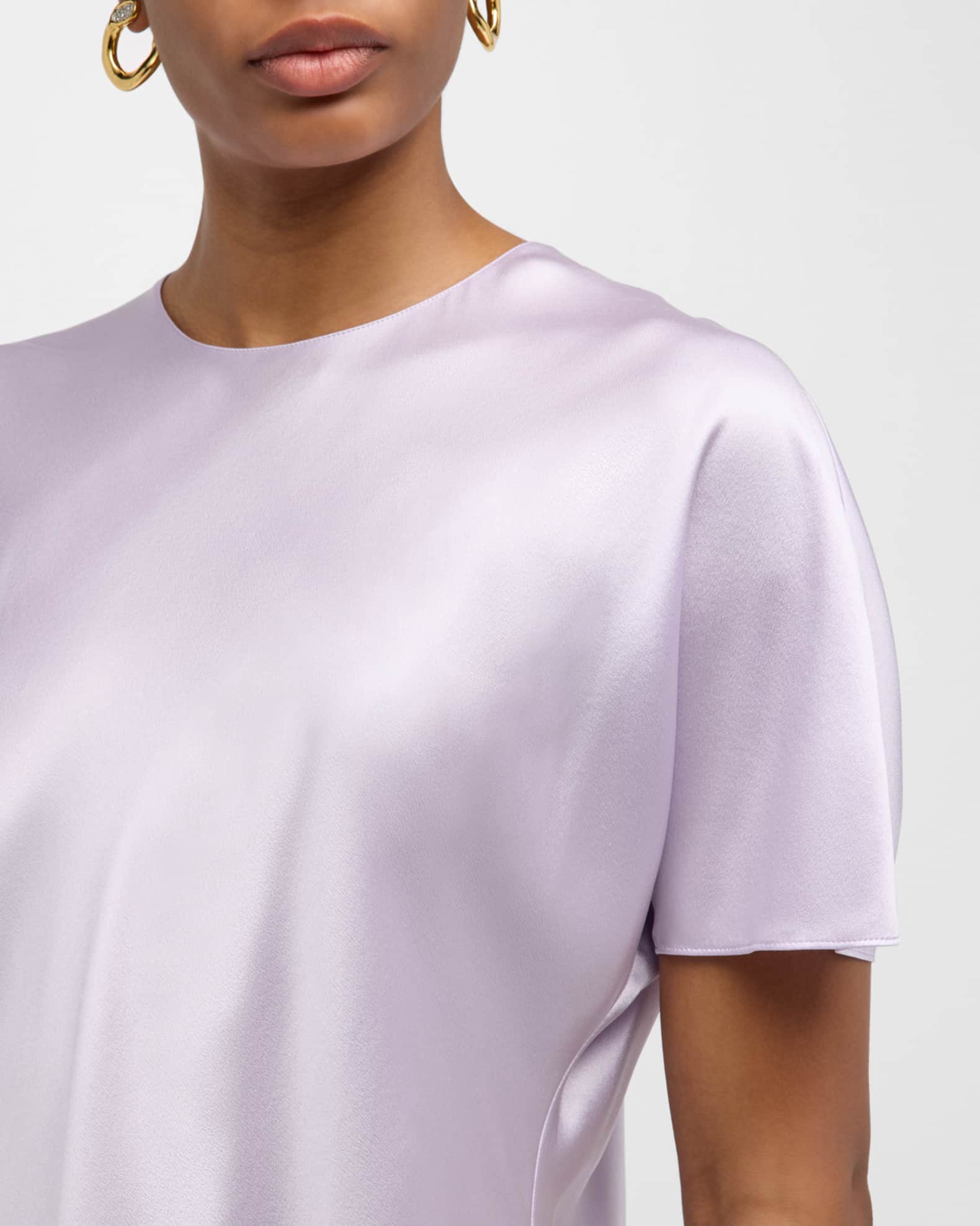 Vince Bias Silk Satin T-Shirt | Neiman Marcus