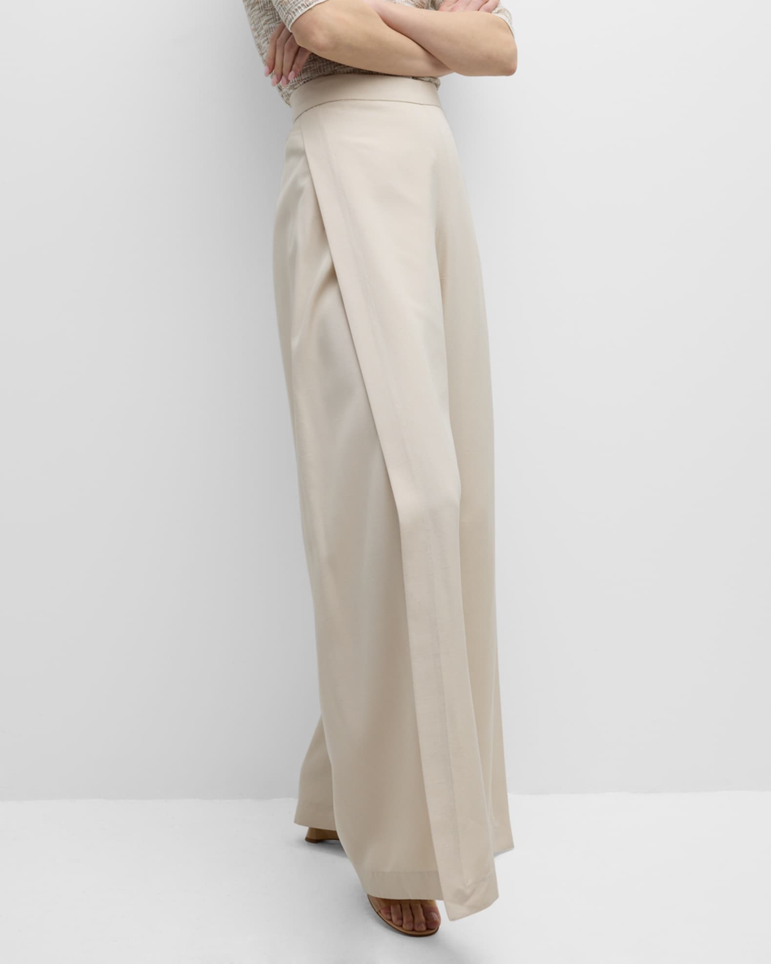 Rosetta Getty Split Panel Wide-Leg Shantung Silk Pants | Neiman Marcus