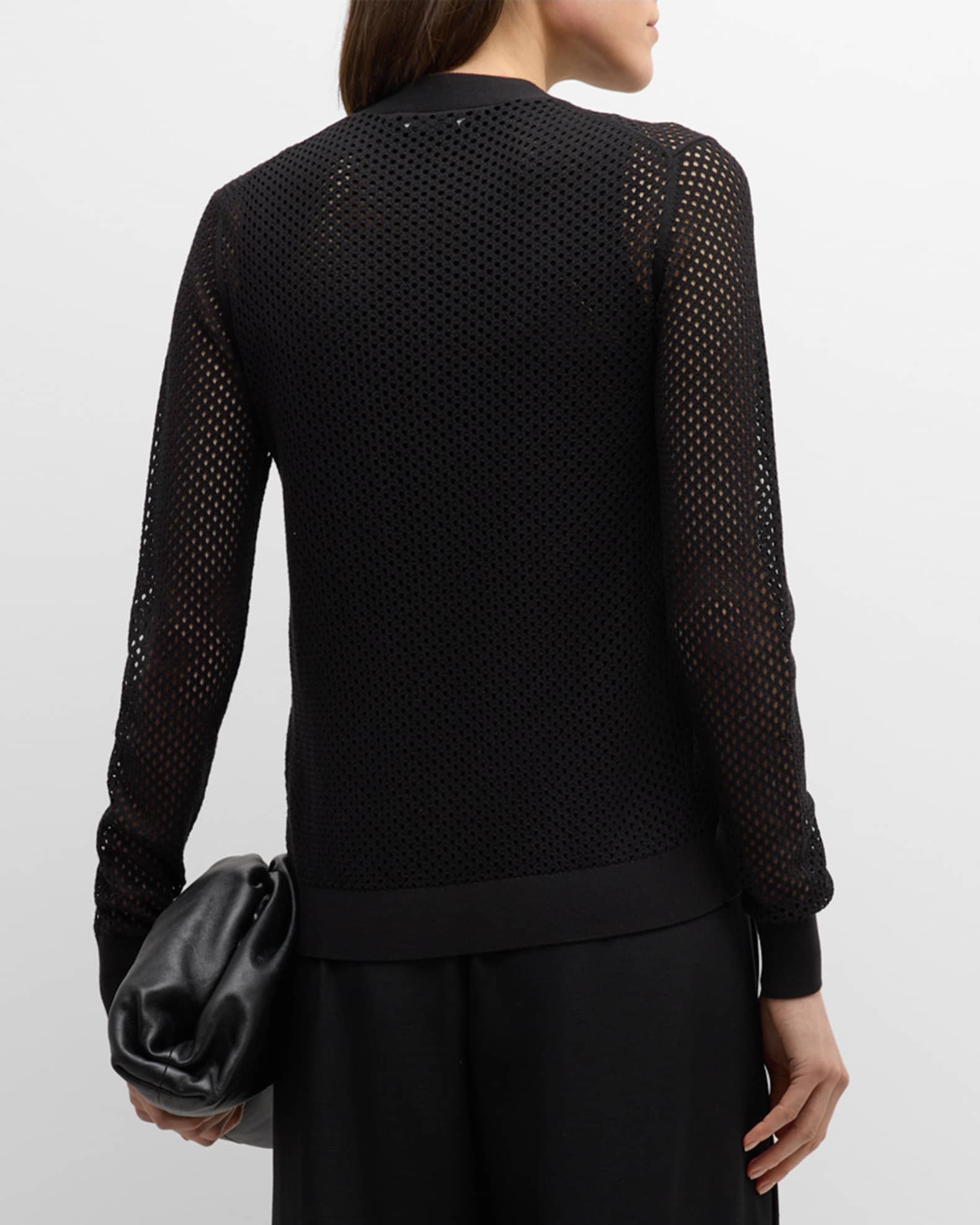 Rosetta Getty Mesh Pointelle Knit V-Neck Cardigan | Neiman Marcus