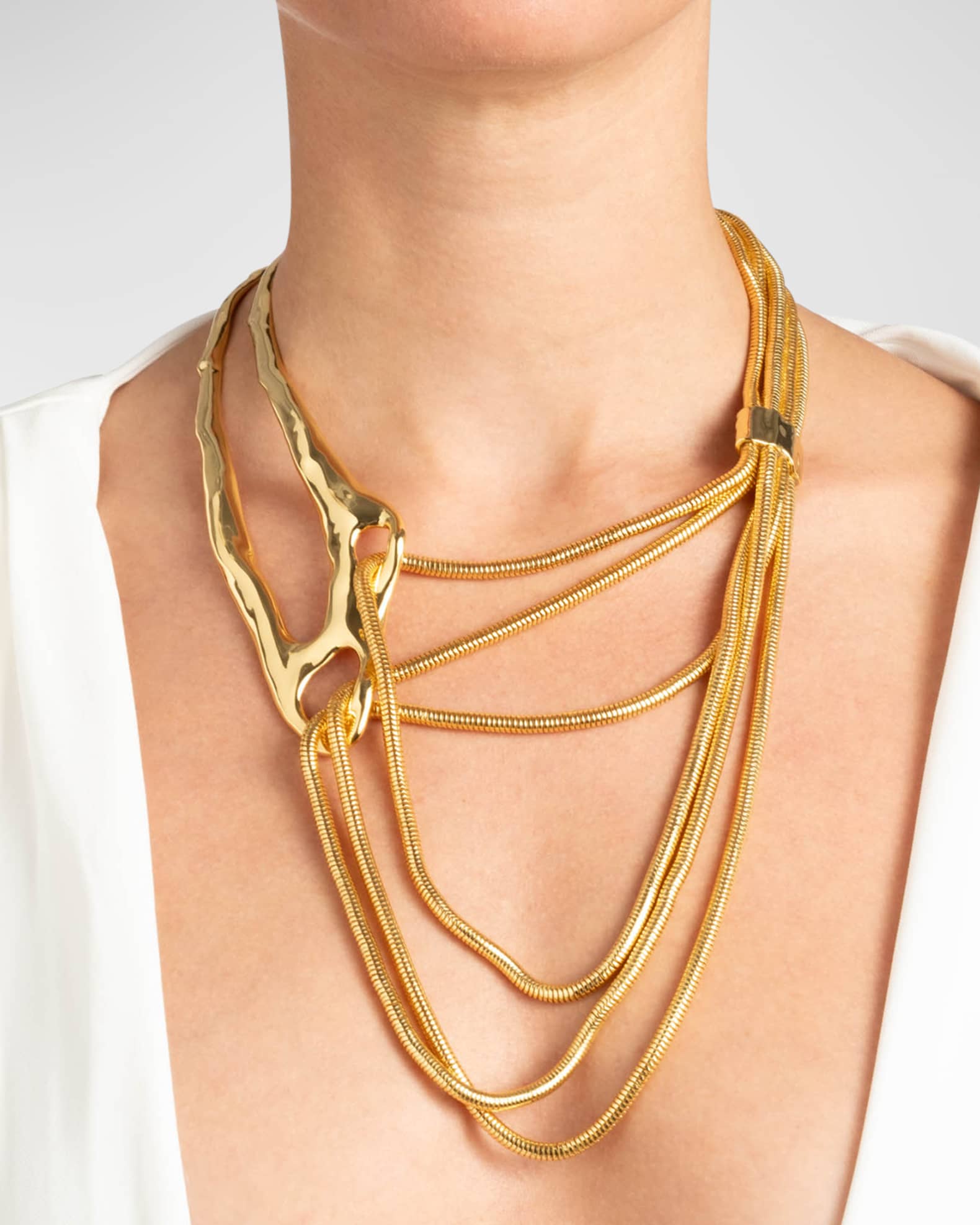 Alexis Bittar Molten Gold Intertwined Snake Chain Necklace | Neiman Marcus