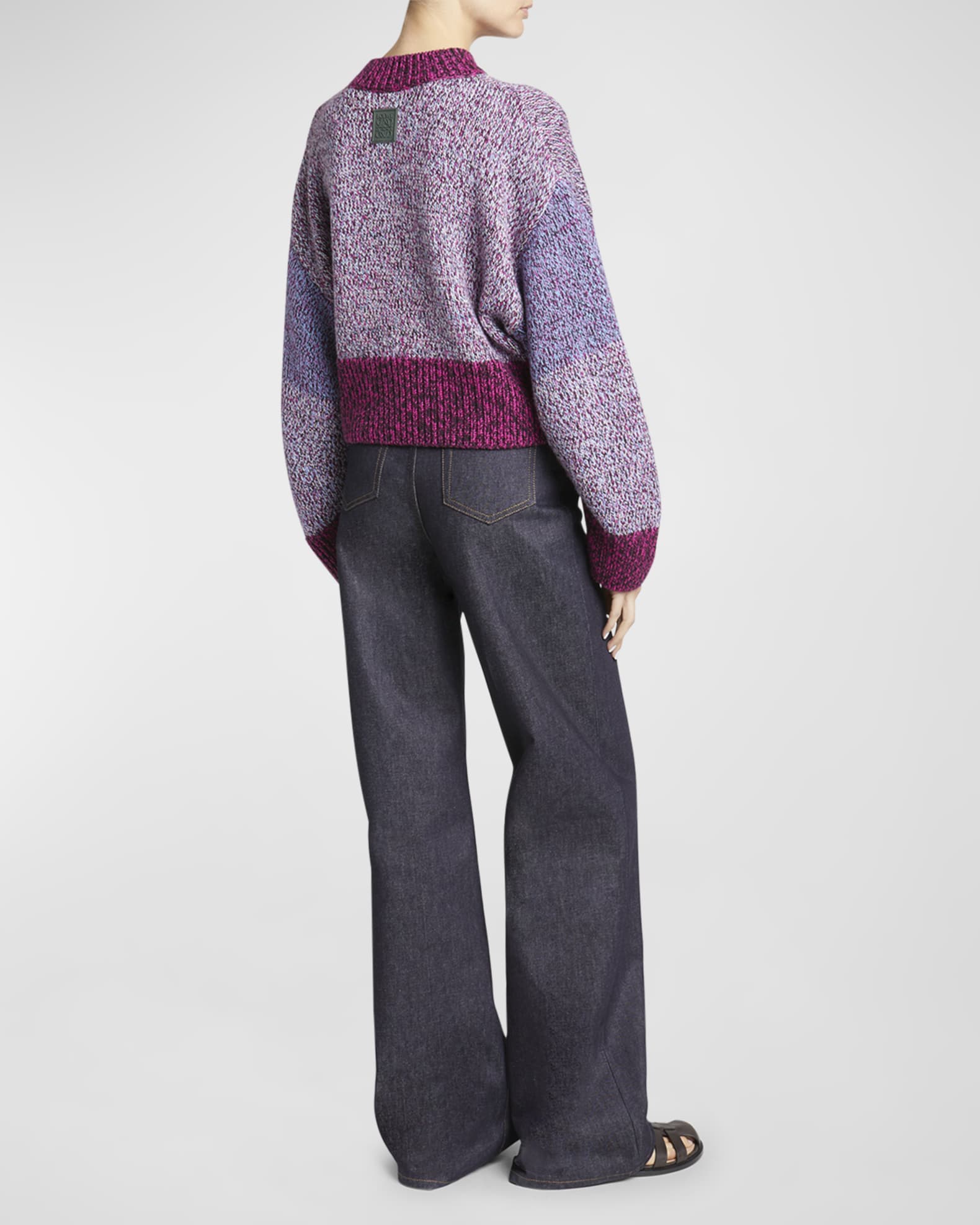 Loewe Colorblock Crewneck Crop Sweater | Neiman Marcus