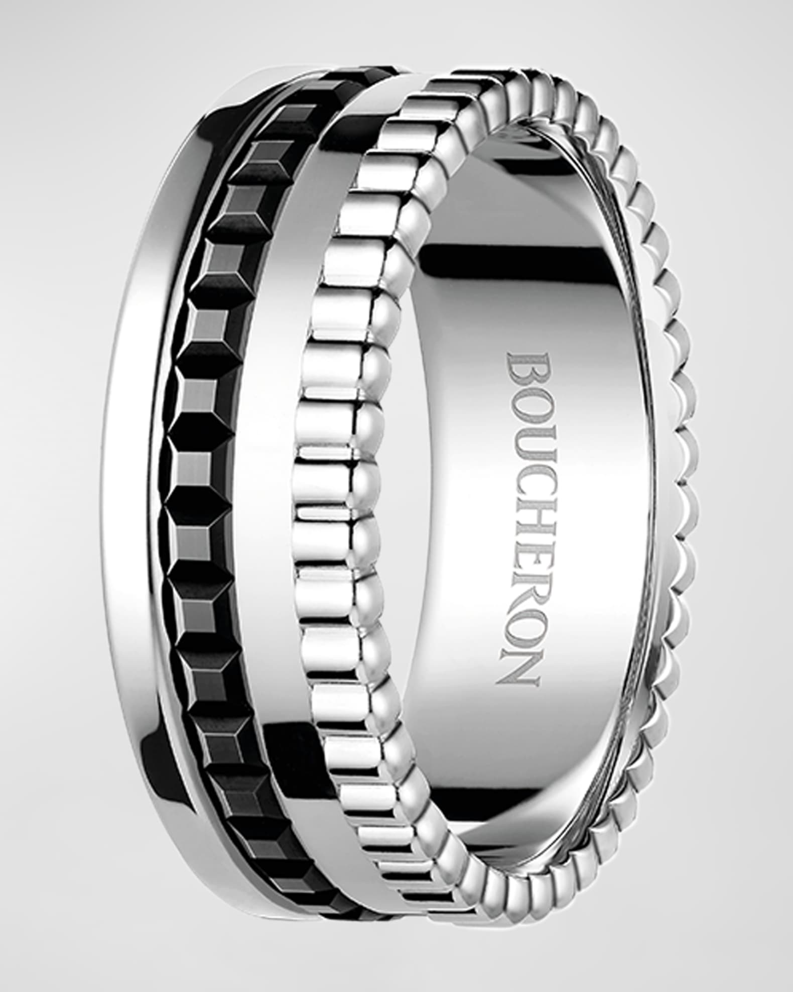 Boucheron Quatre 18K White Gold Black Edition Small Band Ring | Neiman ...